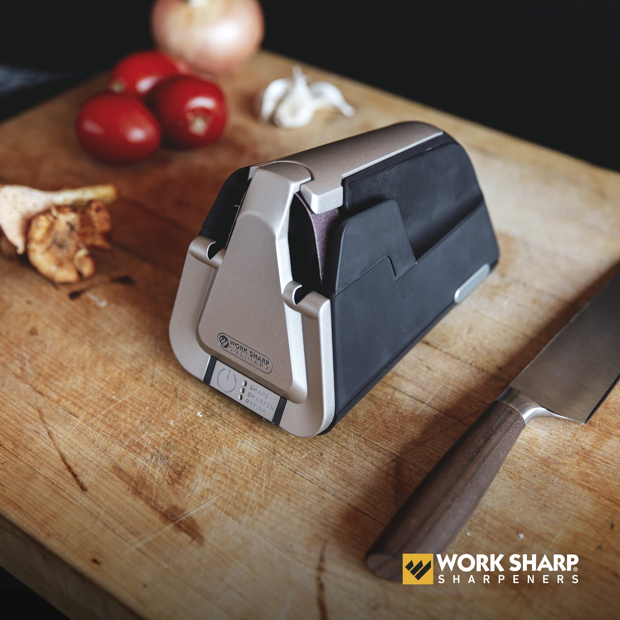 Work Sharp Culinary Kitchen Knife Sharpener with Ceramic Honing Rod, Gray, 7.2 x 4.5 x 5.2 inches
