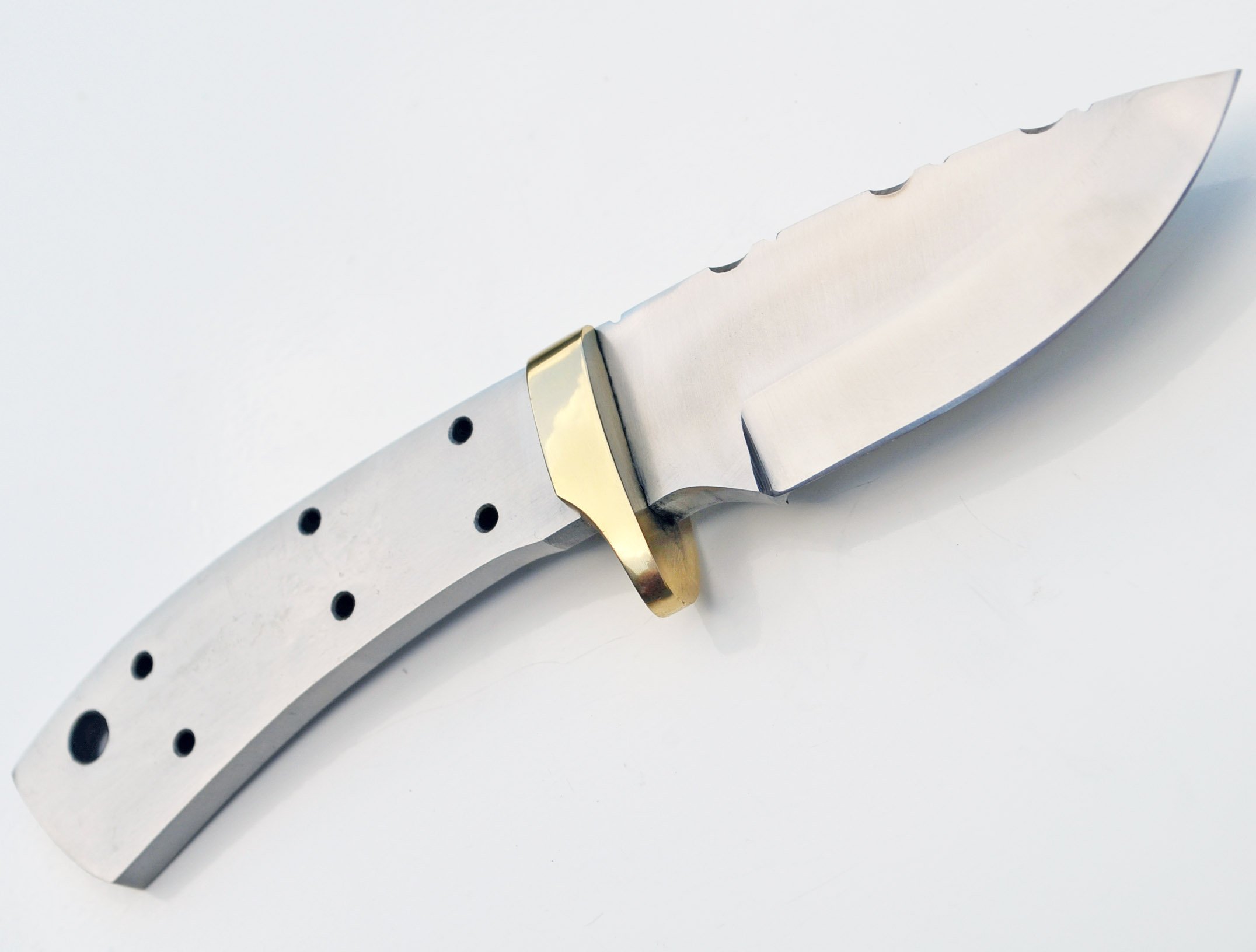 Whole Earth Supply Drop Point 1095 High Carbon Steel Knife Blank +Brass Finger Guard for Custom Making Knives Blade Blades Blanks Hunting