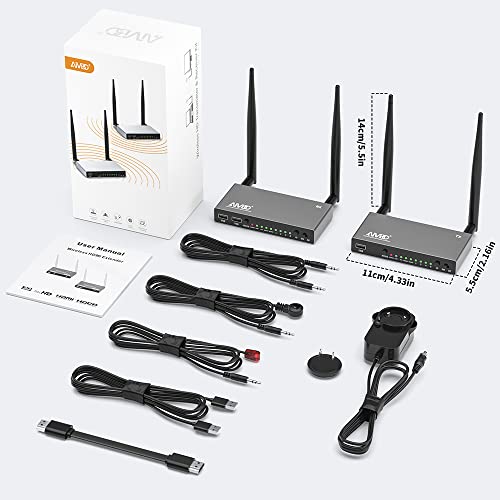 TIMBOOTECH Wireless HDMI Transmitter & 5 Receivers, Multiple TVs, 5.8G HDMI Wireless Extender, 1080P@60Hz, 820FT, KVM, IR Remote, HDMI Loop Out, Live Stream Video &Audio to Multiple Displays(1TX+5RX)