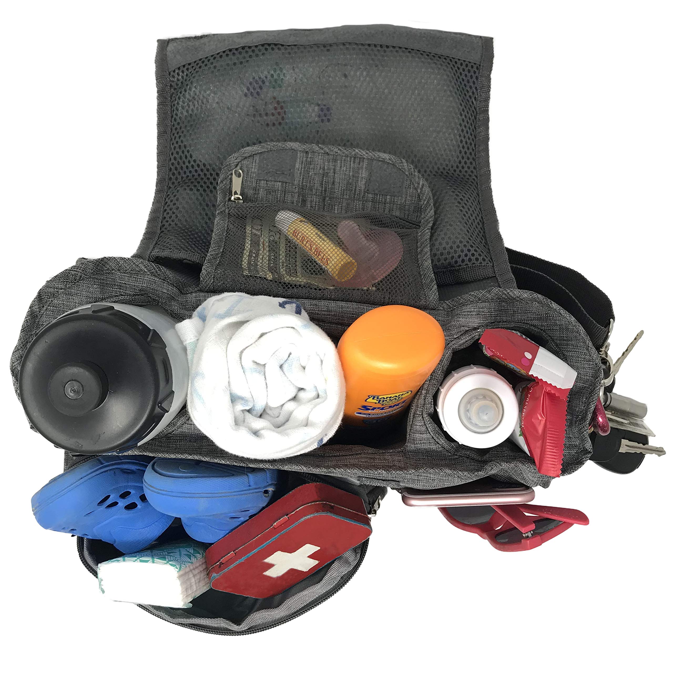 Stroller Organizer Bag by Subtle Baby - Insulated Cup Holders, Caddy, Large Mesh Pocket, and Storage for Bottles, Toys, Phone, Book, Diapers, Wipes - Fits City, Jogger, Double, Umbrella Strollers