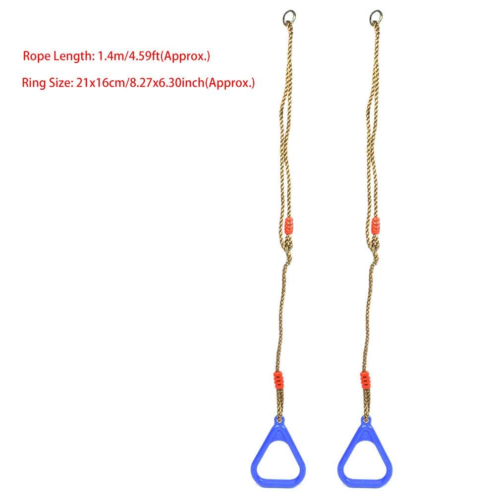 zjchao Gymnastic Rings, Adjustable Gym Fitness Exercise Sports Hanging Ring with Rope for Workout, Strength Training, Pull-Ups and Dips or Children Swing(Blue)