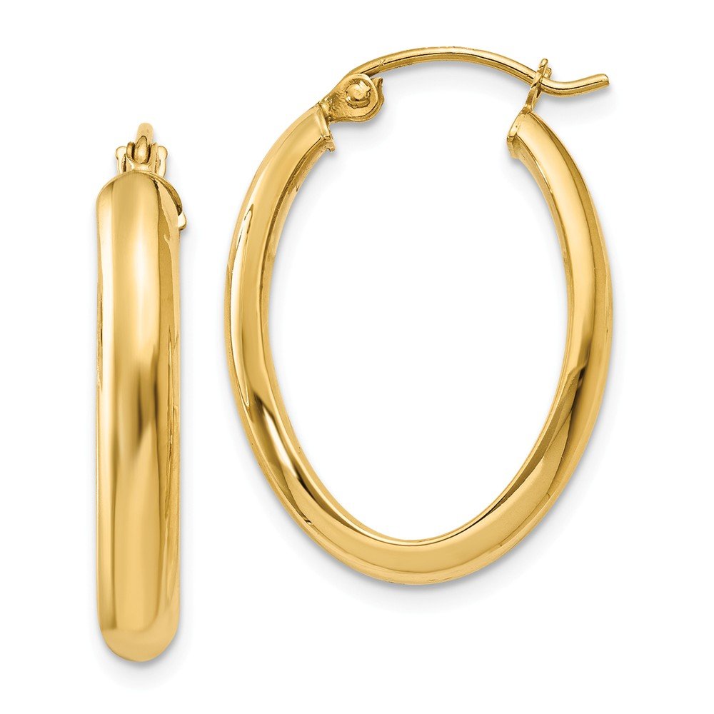 The Black Bow 3.5mm, 14k Yellow Gold Oval Hoop Earrings, 25mm (1 Inch)