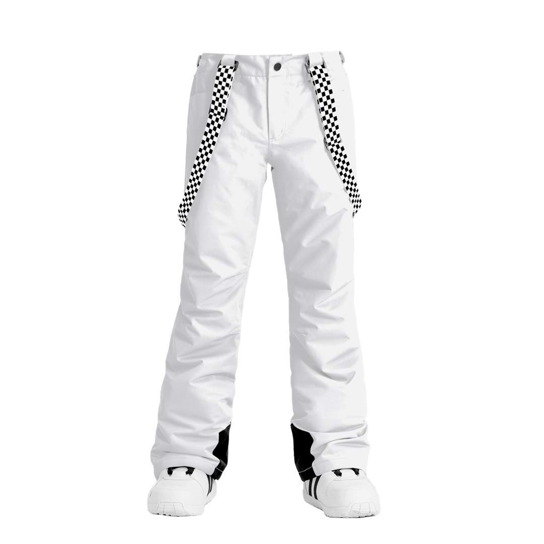 Womens Ski Pants Snow Snowboarding Waterproof Windproof Winter Outdoor Hiking Warm,White,M