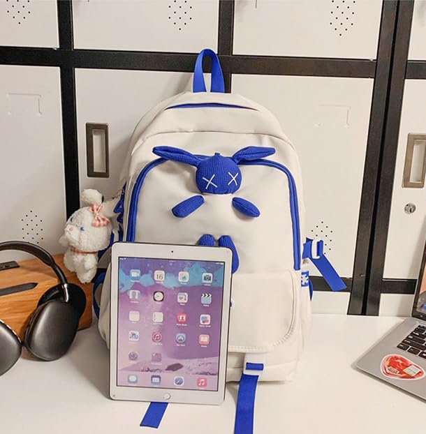 VLTBL 3PCS Kawaii Rabbit Schoolbag Fashion Aesthetic Shoulder Bag Large Capacity College Style Backpack for Boys And Girls
