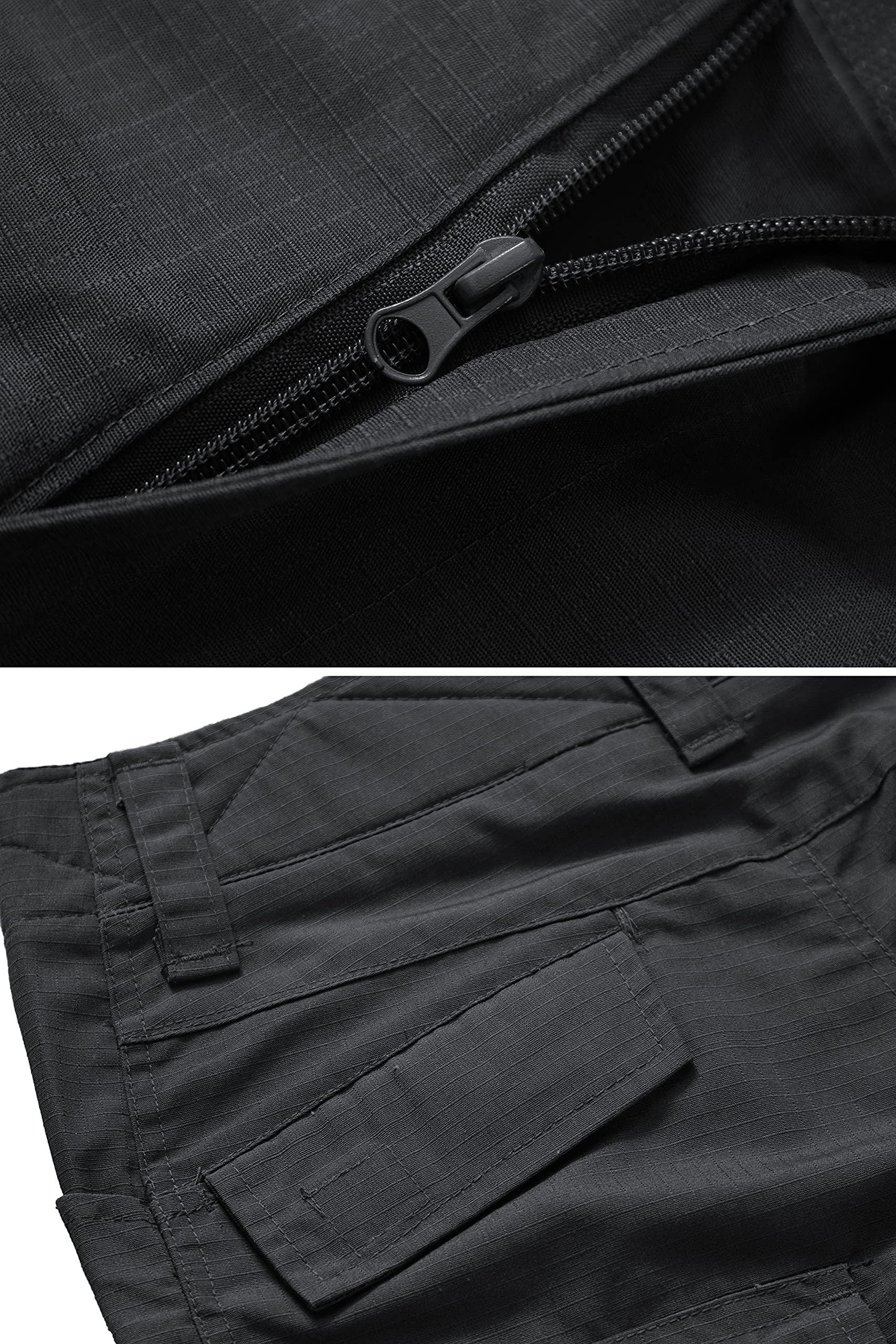 TRGPSG Men's Hiking Pants, Ripstop Camo Cargo Pants, Multi-Pocket Casual Work Pants WG3F Black 32