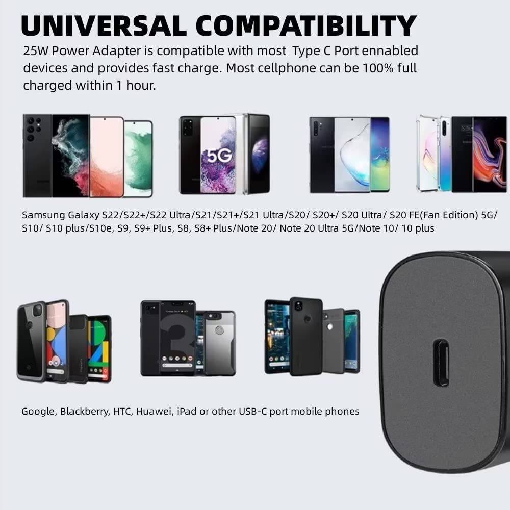 USB C Charger Super Fast Charger for Samsung S22/S21 [2-Pack], Power Adapter Wall Plug Charging Block with 6FT C to C Cable Compatible with Samsung Galaxy S22/S21/S20/S10/S9/S8/Note20
