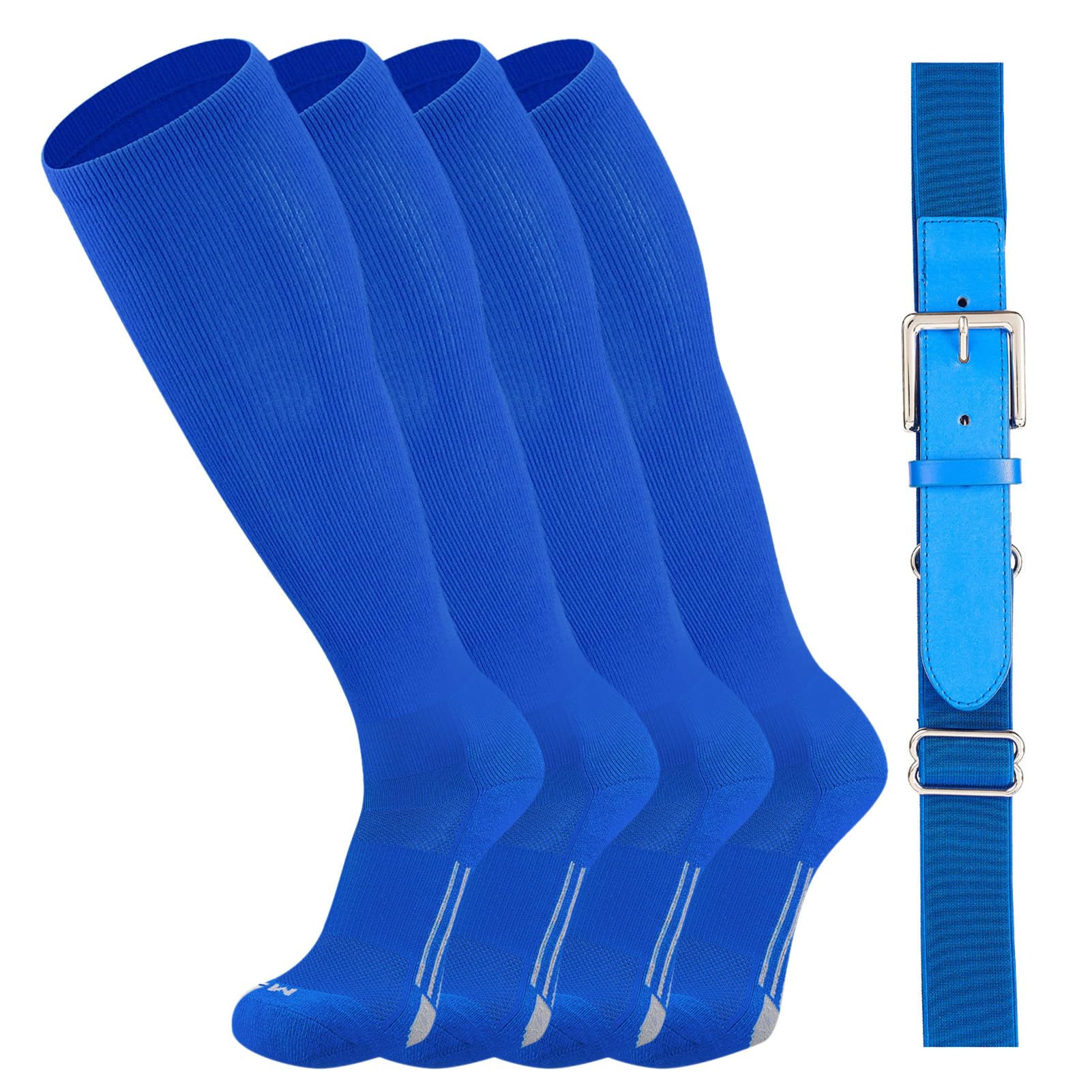 Youper Youth & Adult Elite Baseball/Softball Belt & Socks Combo Set (2 Pairs of Socks & 1 Belt) (Royal, Medium)