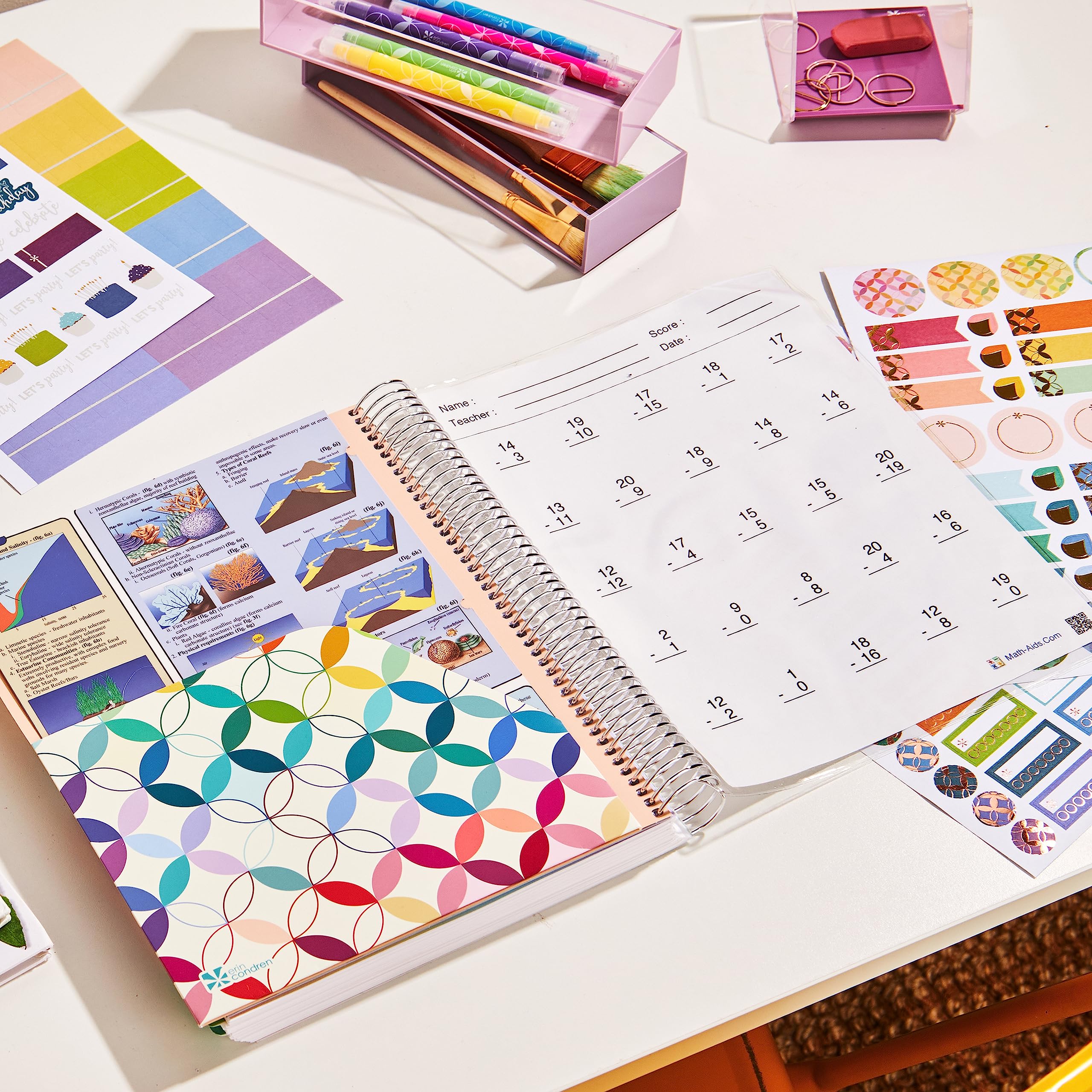 Undated Homeschool Planner 8.5" x 11" Platinum Spiral 12-Month. Layers Colorful Classic Cover by Erin Condren