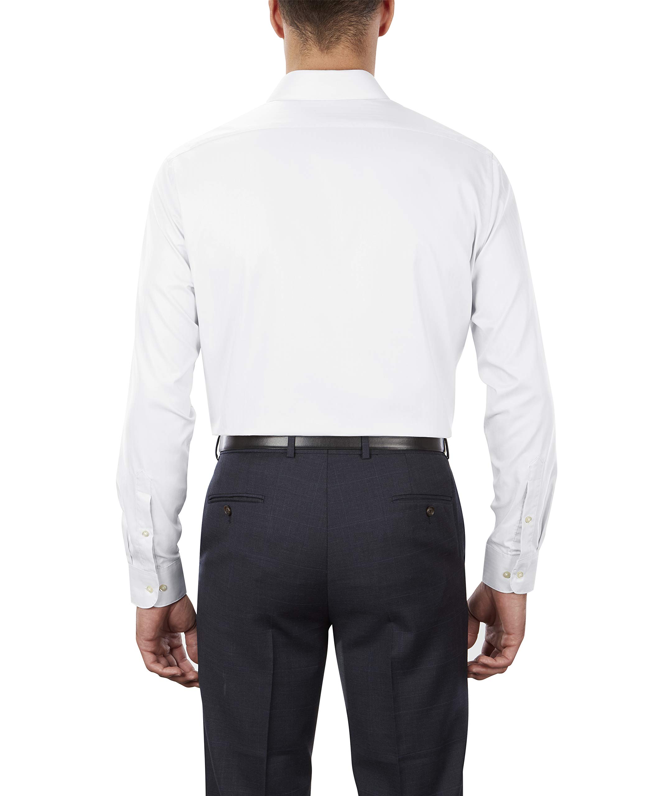 Van Heusen Men's Herringbone Regular Fit Solid Spread Collar Dress Shirt, White, 17.5" Neck 34"-35" Sleeve