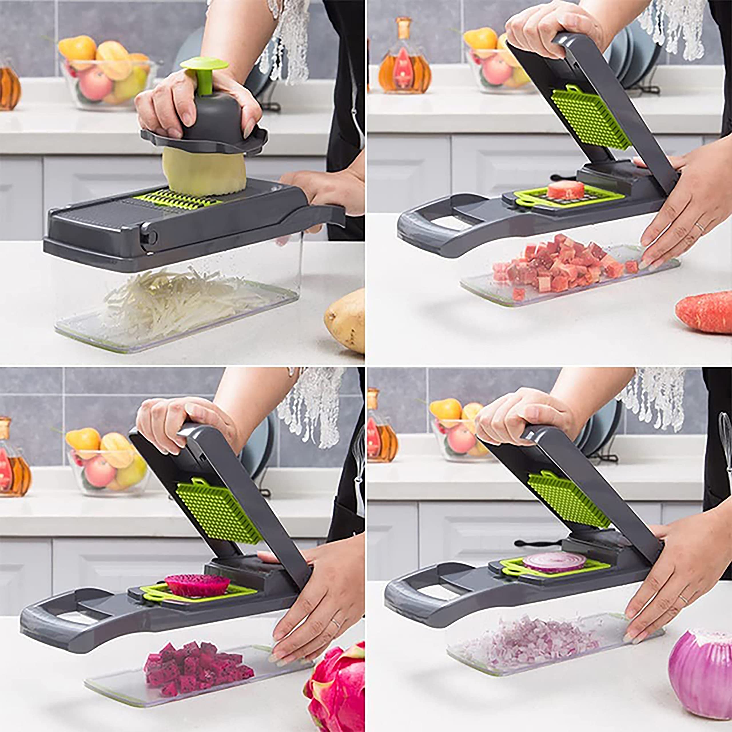 Vegetable Chopper, ideal for cutting and dicing fruits and vegetables slicer dicer cutter versatile veggie chopper with 8 blades and attachments onion cutter