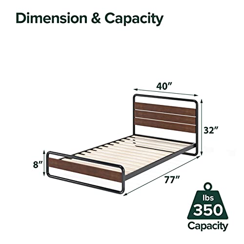 ZINUS Therese Metal Platform Bed Frame / No Box Spring Needed / Wood Slat Support / Easy Assembly, Twin