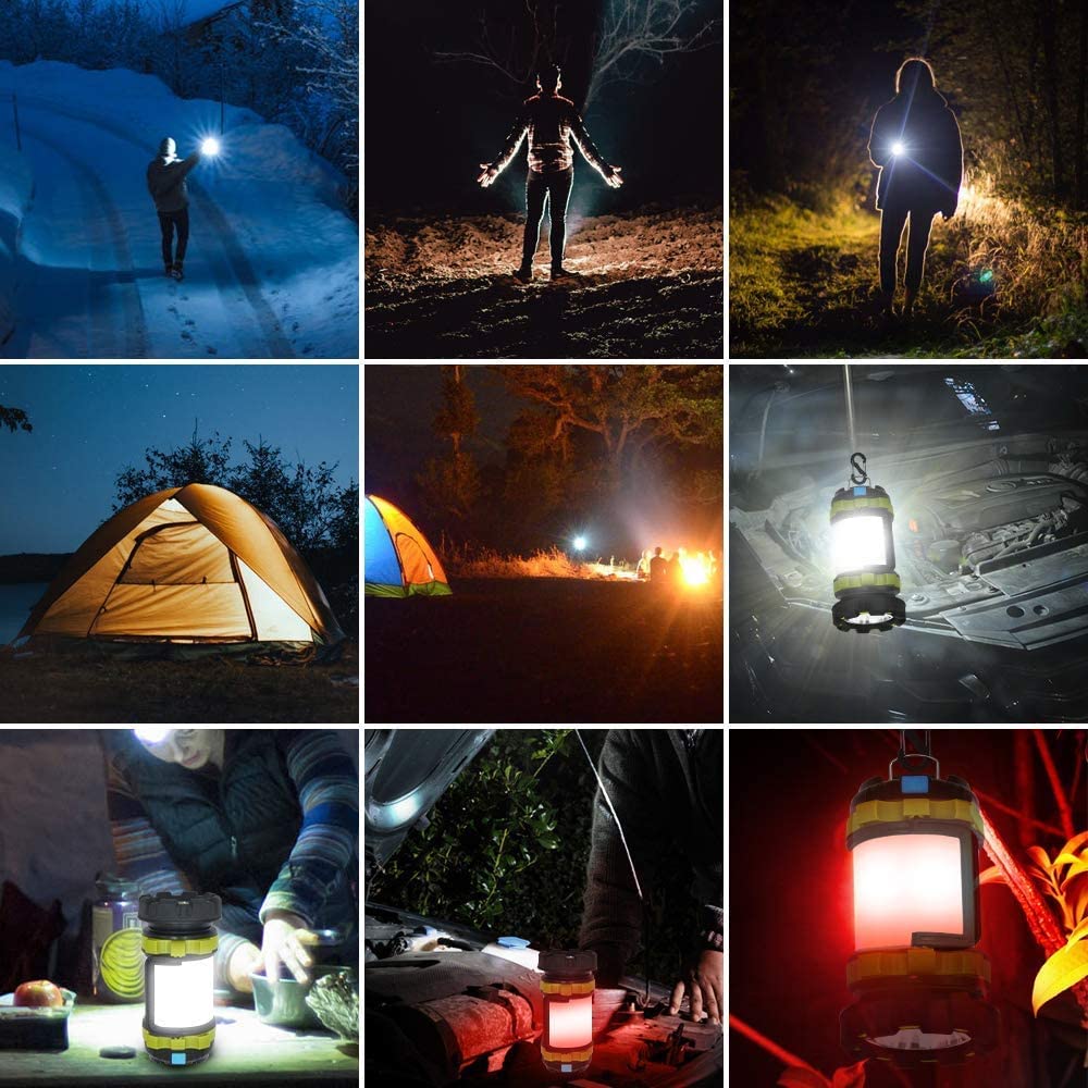 Wsky LED Camping Lantern Rechargeable, T2000 High Lumen Light Flashlight, 6 Modes, High Capacity Power Bank - Best Lantern Flashlight for Camping Outdoor Hurricane Emergency (2 Pack)