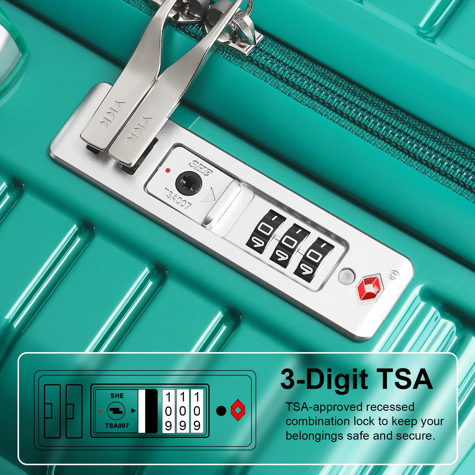 Somago 4 Piece Luggage Sets Expandable Suitcase (Only 24") Traveling Hardside Polycarbonate Lightweight Suitcases with 4 Wheels TSA lock YKK Zippers (14"/20"/24"/28", Turquoise Blue)