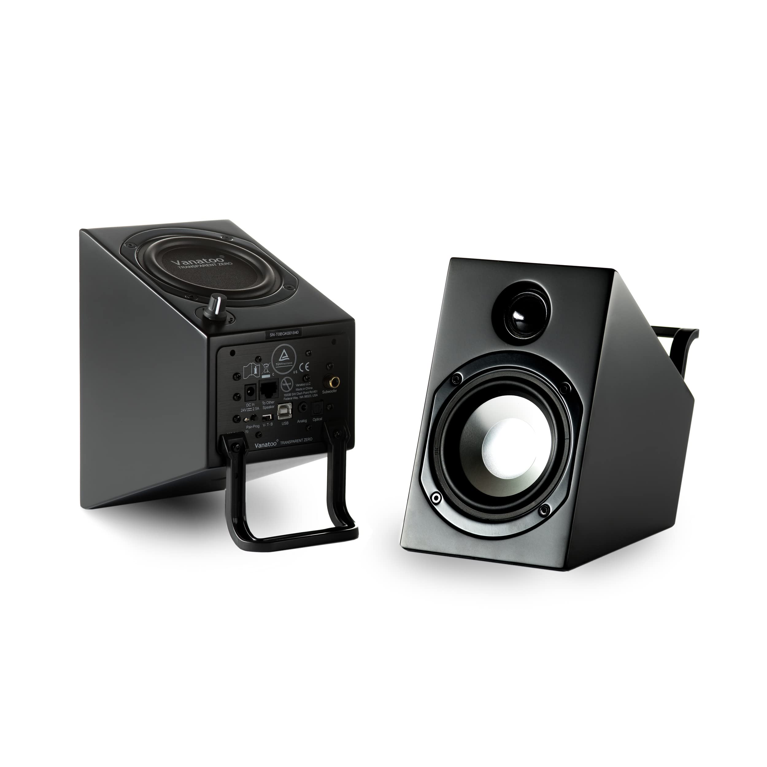 Vanatoo Transparent Zero Powered Speakers - Bluetooth Speakers - Speakers AUX, USB, Optical, Analog - Computer Speakers - TV Speakers - Gaming Speakers - Black, Set of 2