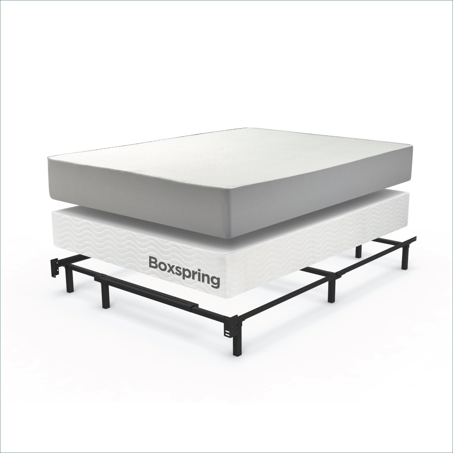 ZINUS Metal 9 Inch Box Spring with Wood Slats, Sturdy Steel Structure, Easy Assembly, Twin XL and Compack 7 Inch Metal Bed Frame, Black, Twin/Full/Queen