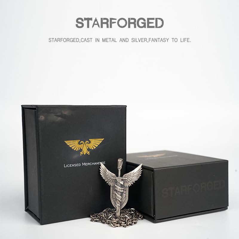 Starforged Lion El'Jonson Warhammer 40K Dark Angels Necklace Men's Space Marines Pendant Sterling Silver