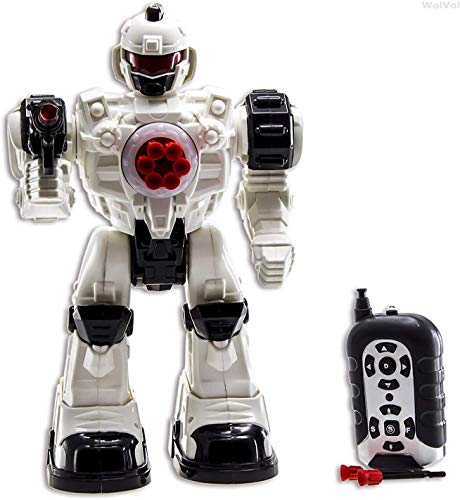 WolVolk 10 Channel Remote Control Robot Police Toy with Flashing Lights and Sounds, Great Action Toy for Boys