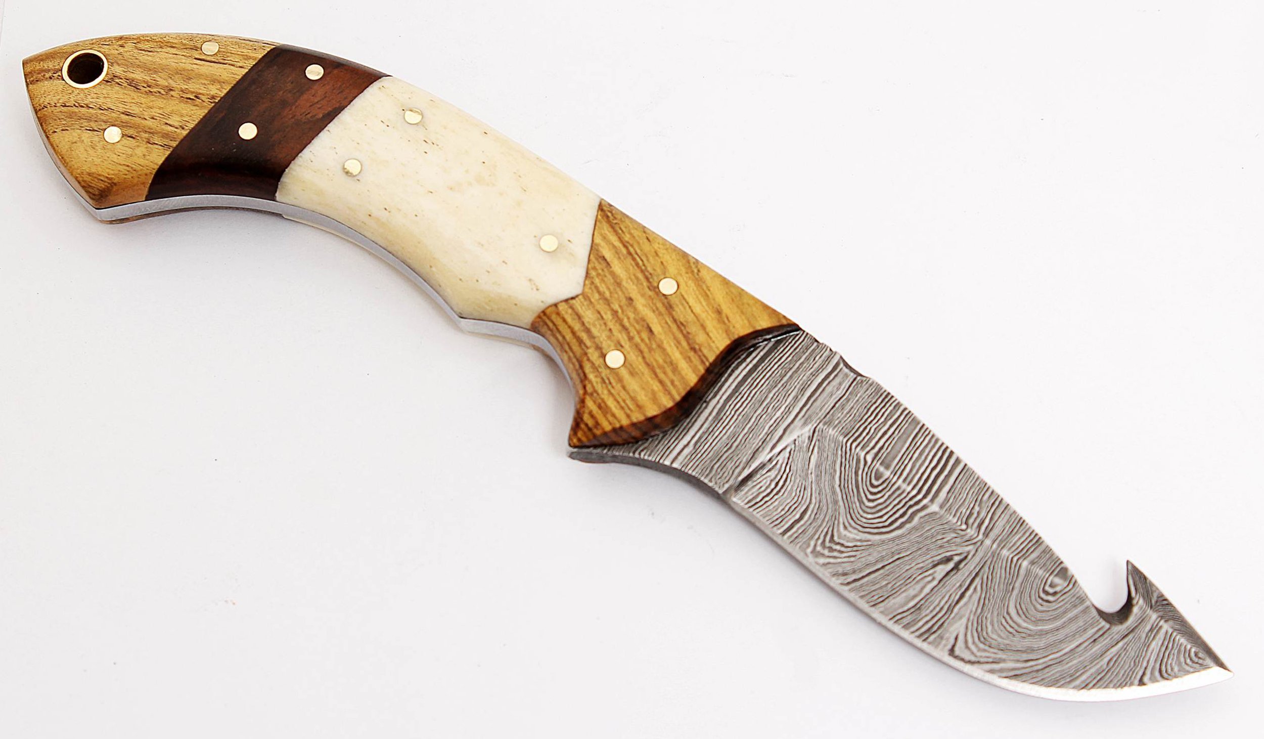 W Trading Custom hand made damascus steel blade gorgeous hunting knife with leather pouch. (2733) skinning knives for men best gift