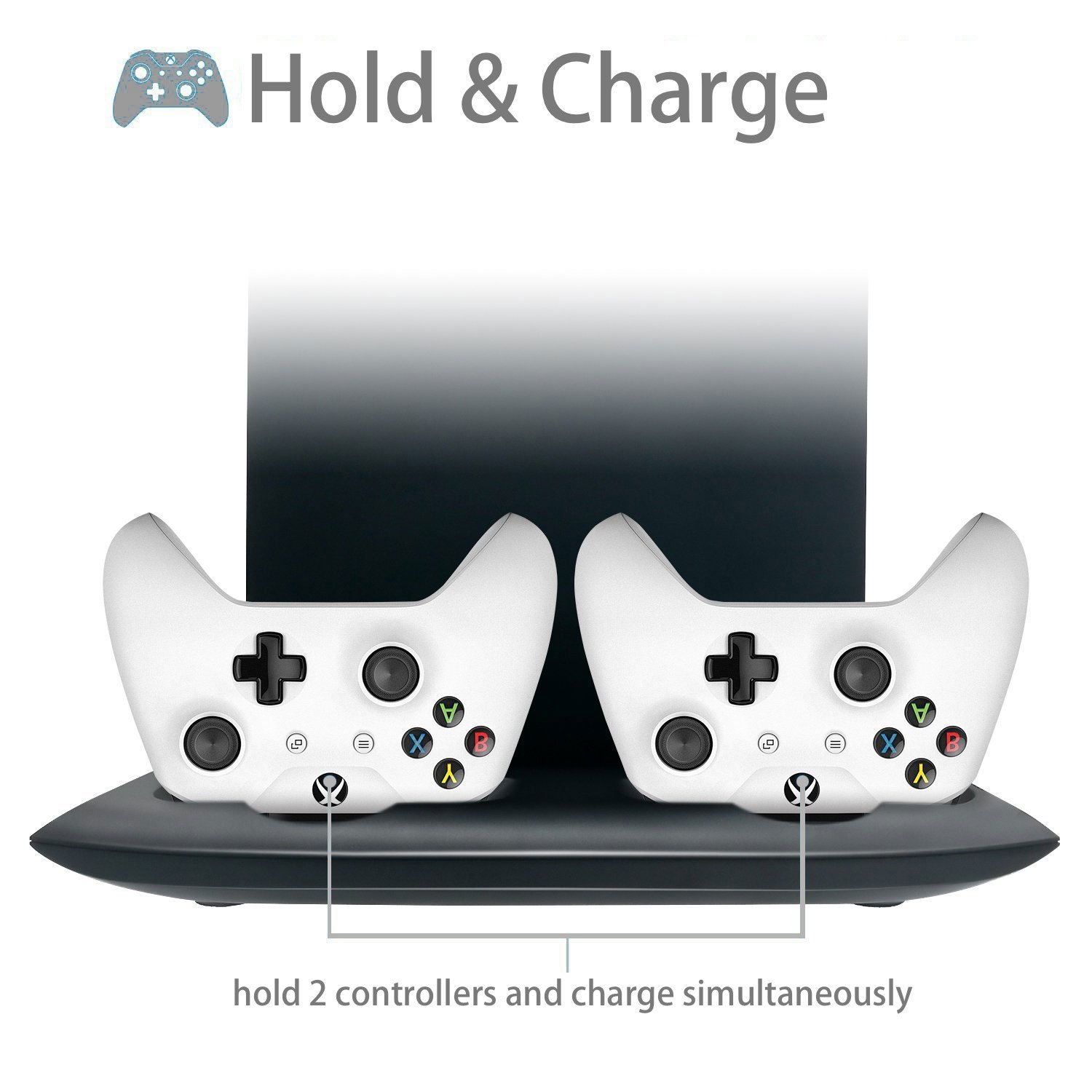 Zadii Vertical Stand Cooling Fan Compatible with Xbox One X with Dual Controller Charging Station