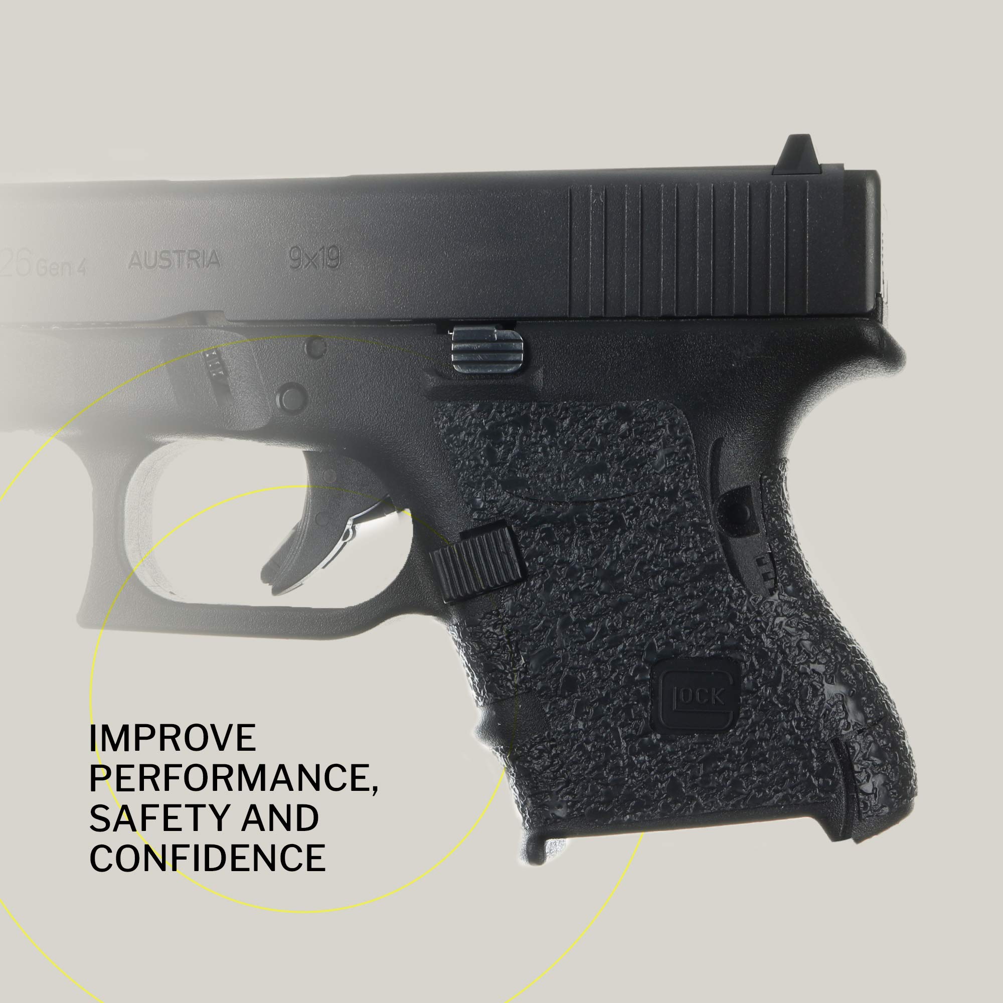 TALON Grips Adhesive Pistol Grip Compatible with Glock 26, 27, 28, 33, 39 β Made in The USA β Gen - Rubber, Black