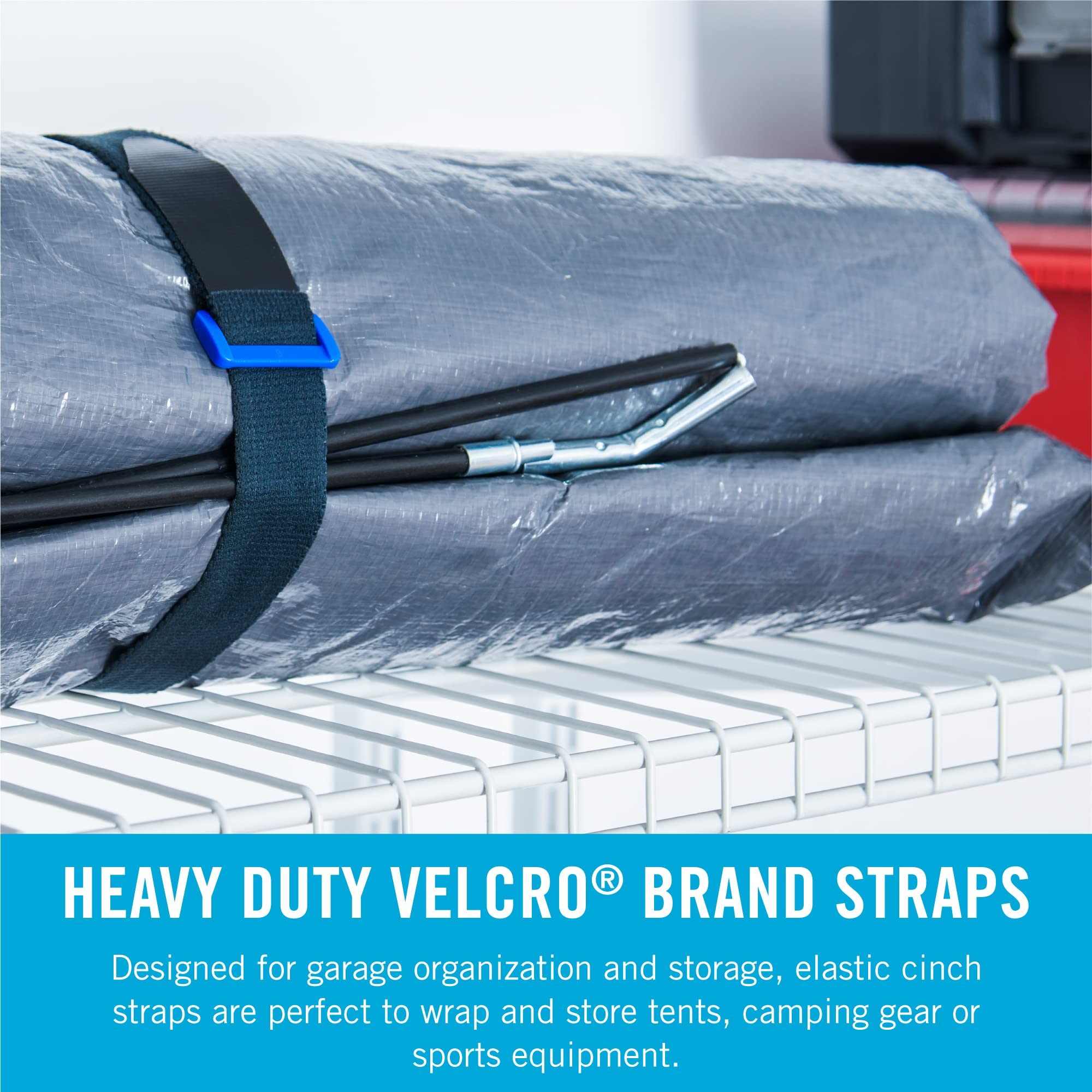 VELCRO Brand All-Purpose Elastic Straps | Strong & Reusable | Perfect for Fastening Wires & Organizing Cords | Black, 27in x 1in | 2 Count