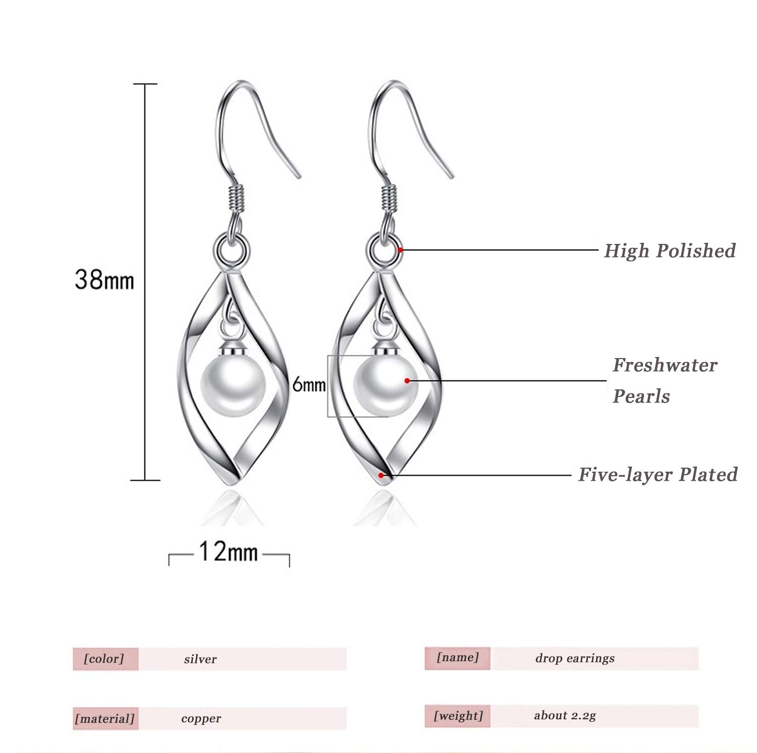 WAINIS 8 Pairs Classic Dangle Drop Earrings for Women Simple Double Twist Long Thread Fashion Silver Plated Earring Jewelry
