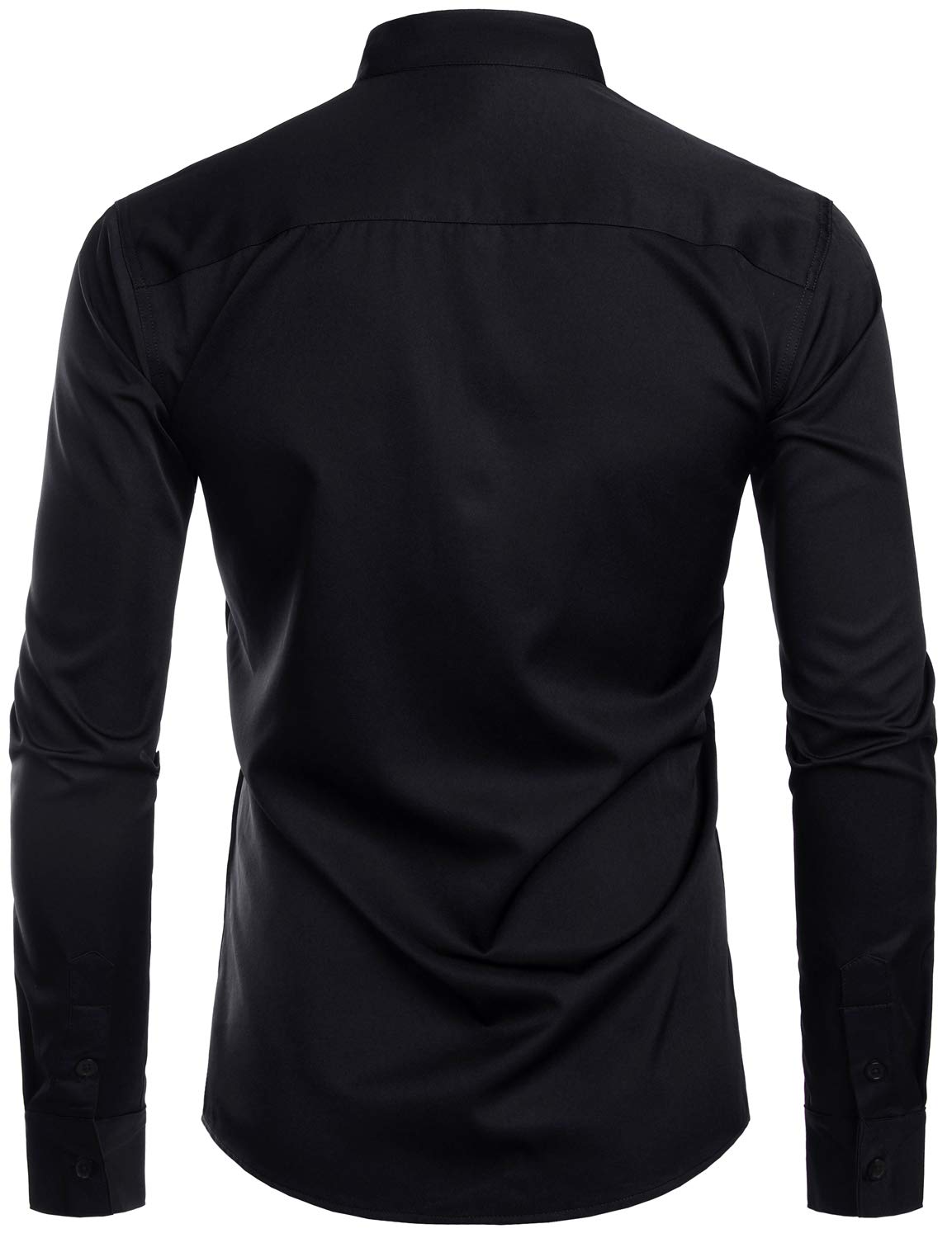 ZEROYAA Mens Hipster Solid Slim Fit Long Sleeve Mandarin Collar Dress Shirts ZLCL08 Solid Black XX-Large