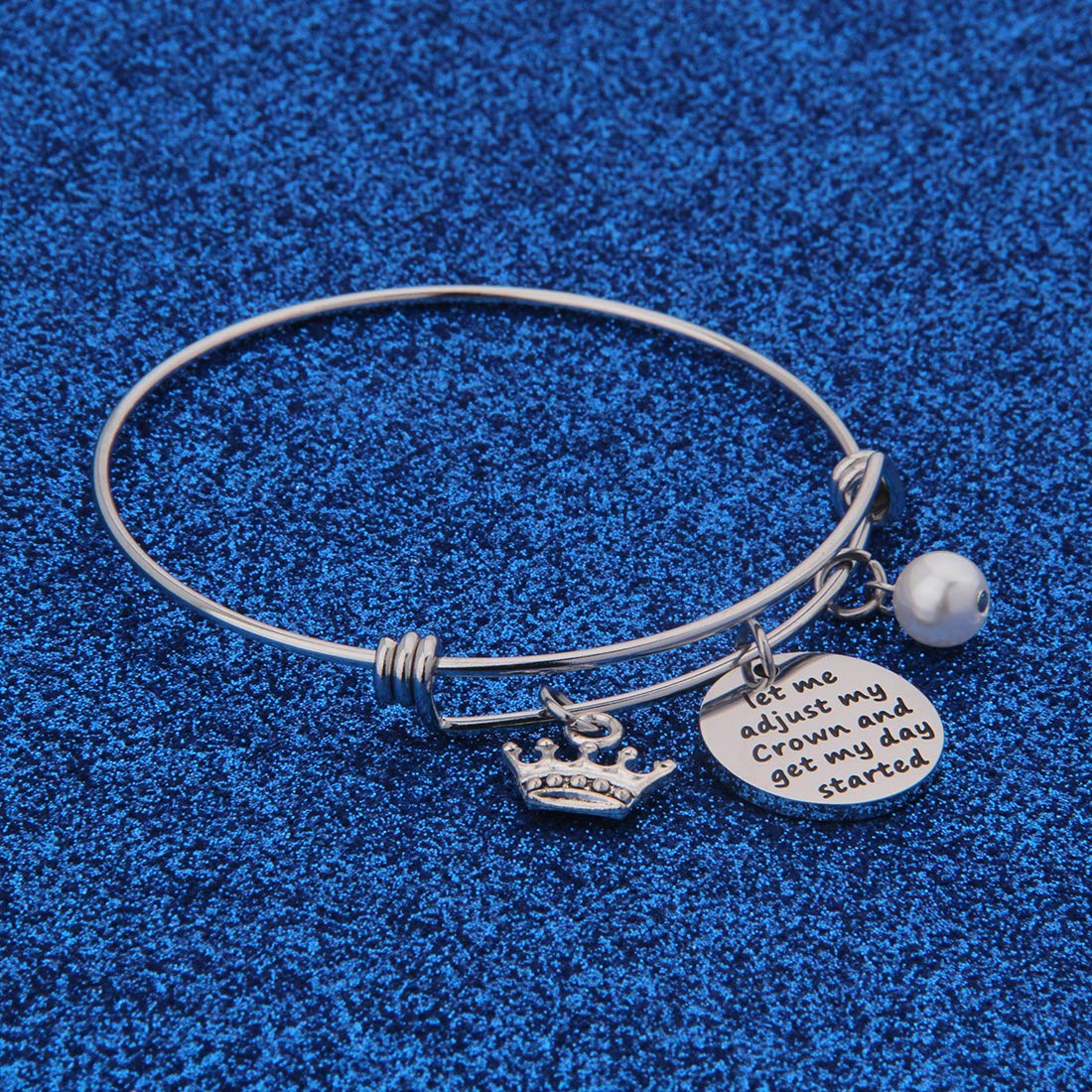 WUSUANED Princess Queen Bracelet Inspirational Bracelet Gift Let Me Adjust My Crown And Get My Day Started Inspirational Gift (let me adjust my crown)