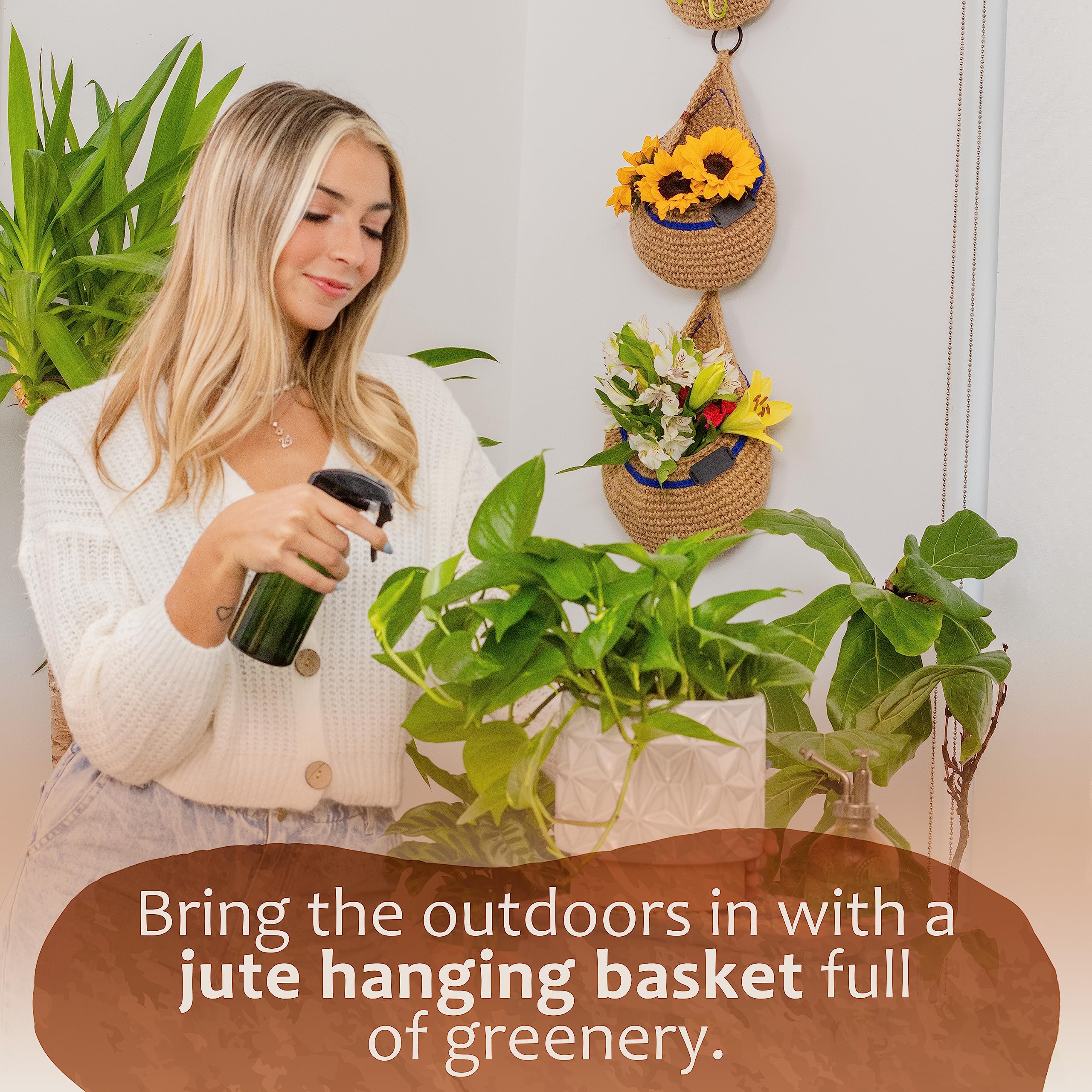 Wall Hanging Basket Set of 3 β 100% Natural Jute Hanging Baskets for Organizing β Handmade Hanging Fruit Basket and Hanging Wall Basket w/Extra Strong Hanging Hooks β Home & Kitchen Storage by TheDOM