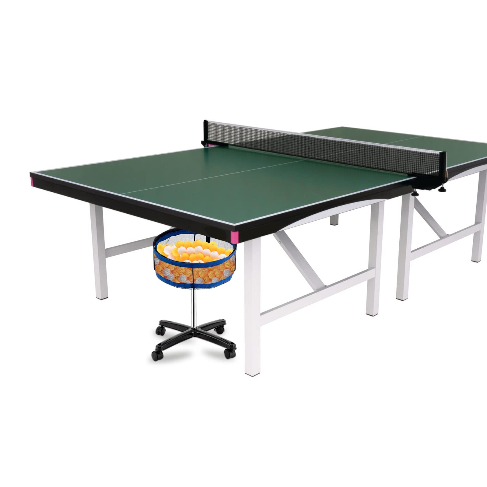 TBVECHI Multi-Ball Storage Stand Ping Pong Ball Collector Height Adjustable Stand for Training, High Capacity Stainless Steel Ball Basin Movable Ball Holder, with Mesh Case for Golf Ball Tennis
