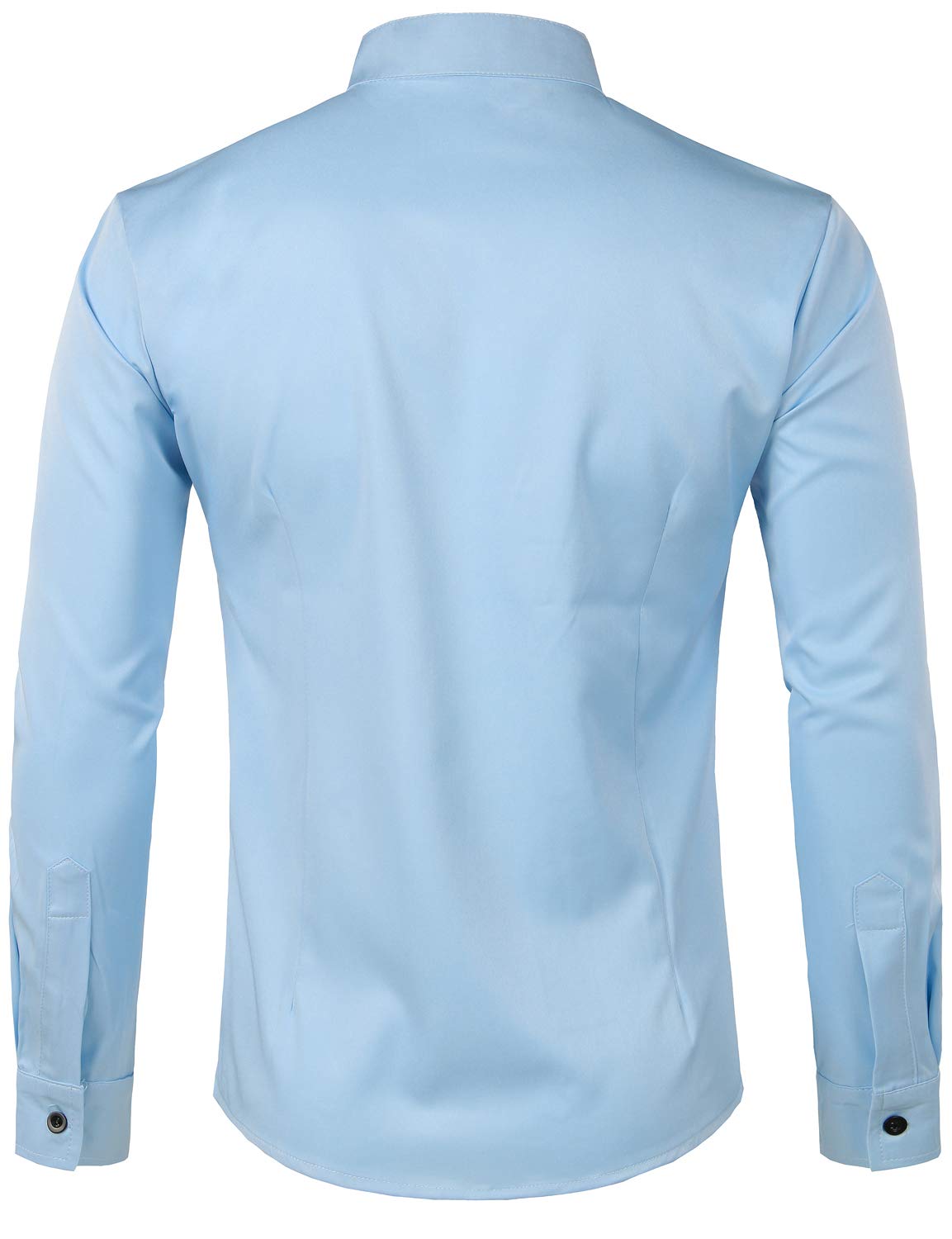 ZEROYAA Mens Hipster Embroidery Slim Fit Long Sleeve Casual Mandarin Collar Dress Shirts Z53 Light Blue Large