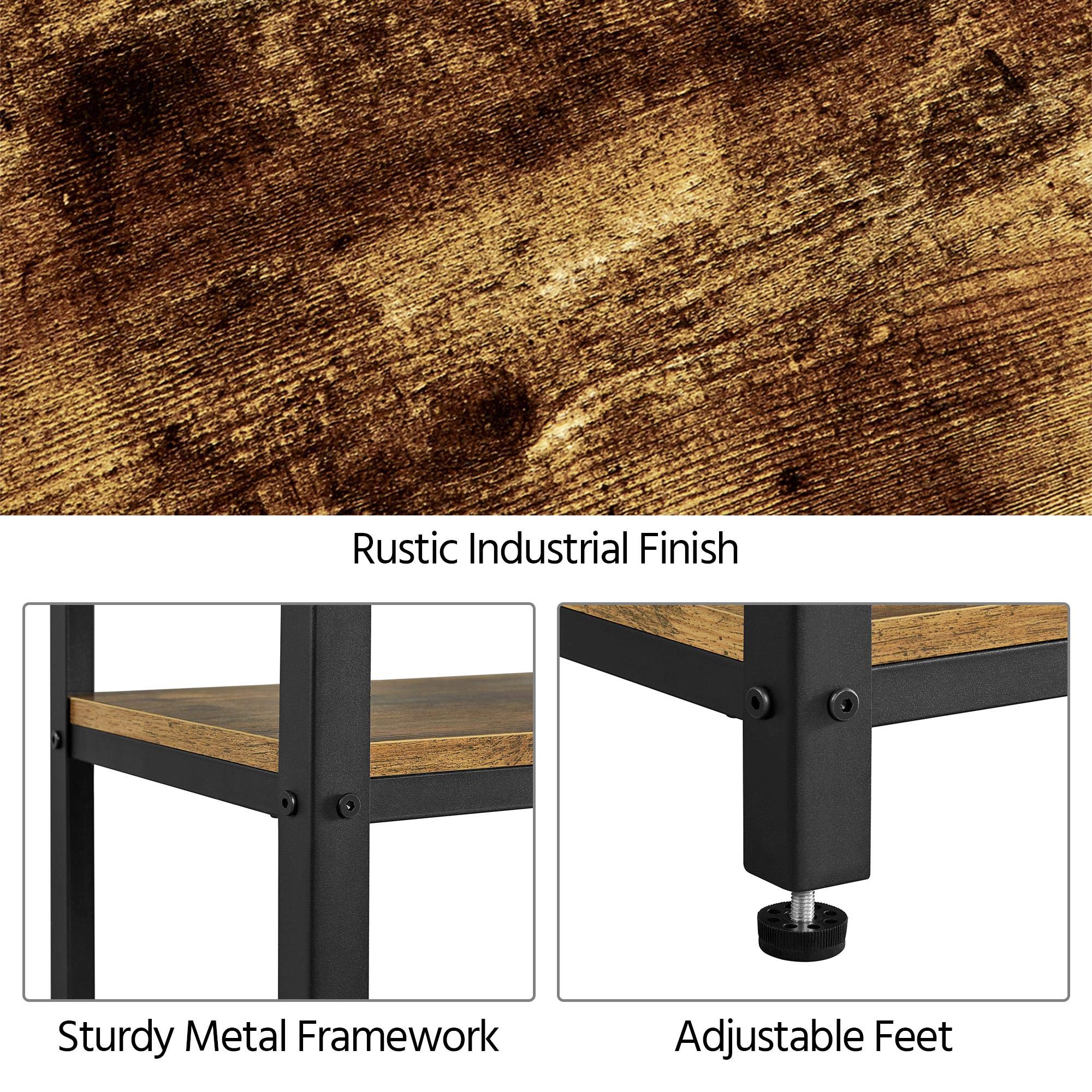 Yaheetech Living Room 3-Piece Coffee Table Sets for Home and Office, Lift Top Coffee Table with Baskets & Hidden Compartment, 2PCS Rustic Industrial End Tables with 2-Tier Shelves, Rustic Brown