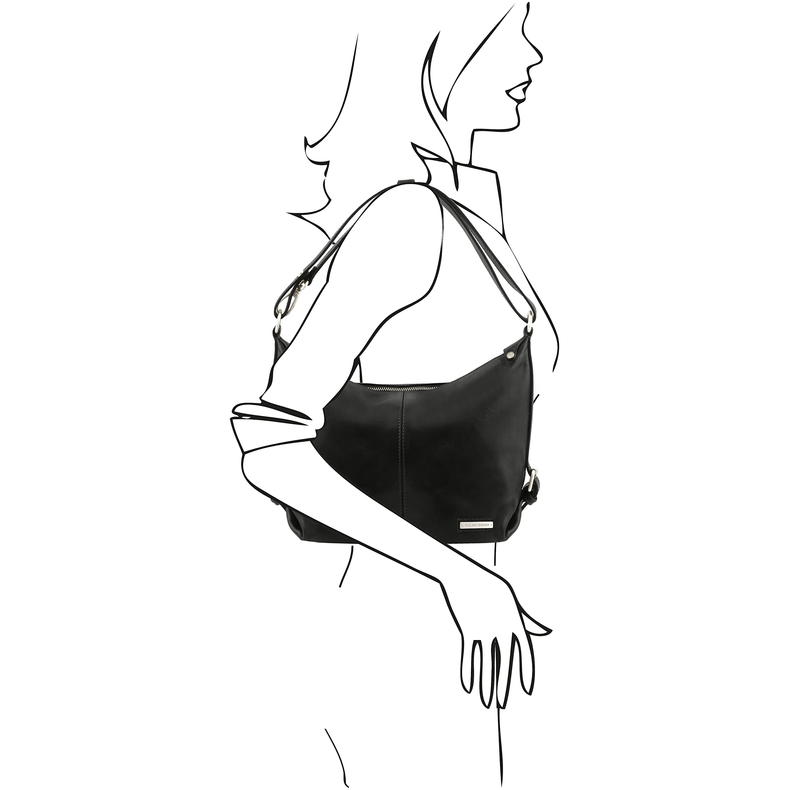 Tuscany Leather Sabrina - Leather hobo bag - TL141479 (Black)