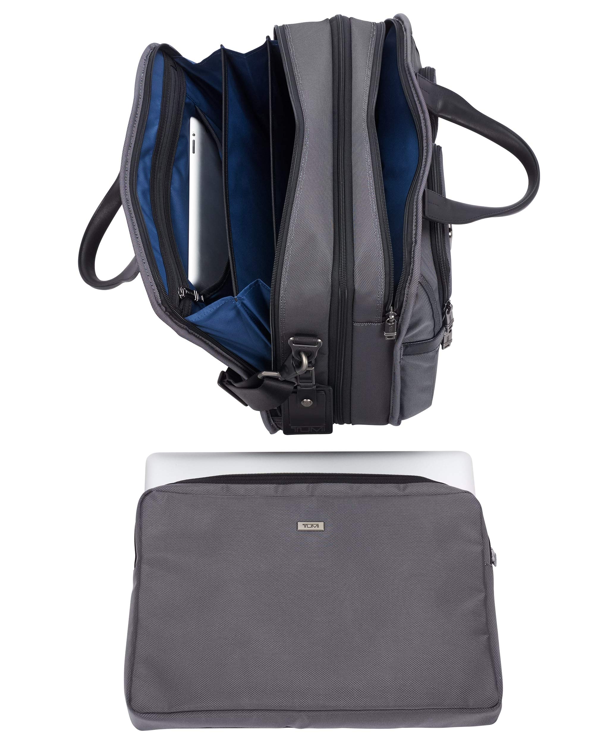 TUMI - Alpha 2 Expandable Organizer Laptop Brief Briefcase - 15 Inch Computer Bag for Men and Women - Pewter
