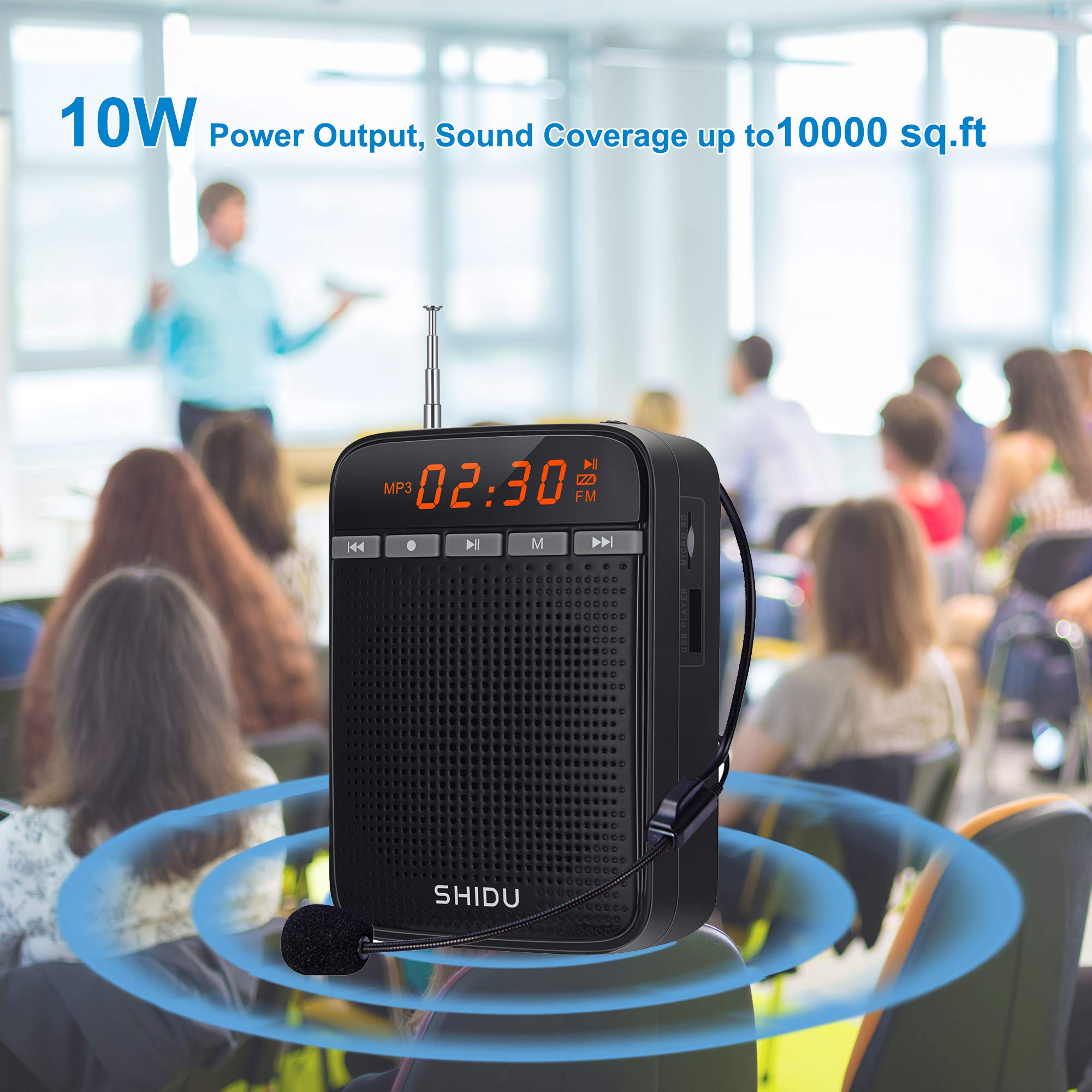 YUESUO Voice Amplifier for Teachers with Wired Microphone,Portable Rechargeable Speakers, Support Racording, AUX TF Card USB Flash Drive MP3 Player, Suit for Teachers, Tour Guide, Coaches