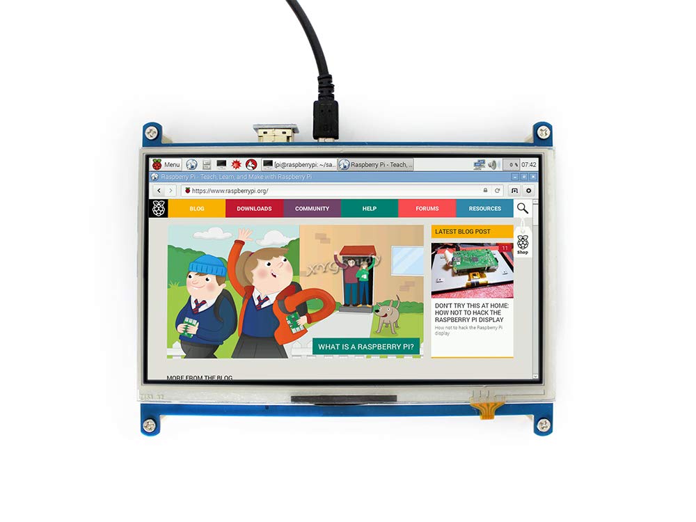 XYGStudy for Raspberry Pi 7 inch IPS 1024×600 Resistive Touch Screen Monitor LCD HDMI Interface SPI Supports Supports Mini PC Raspberry Pi 4B/3B+/3B/3A+/2B/B+/A+ Zero WH/Zero W/Zero
