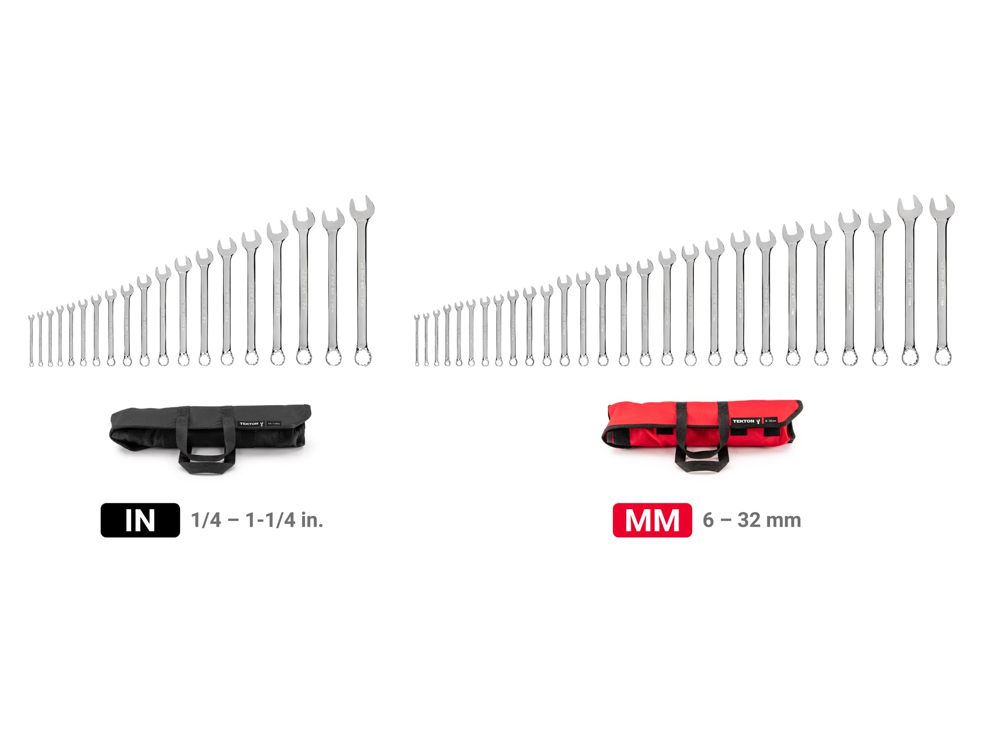 TEKTON Combination Wrench Set with Pouch, 46-Piece (1/4-1-1/4 in., 6-32 mm) | WCB94303