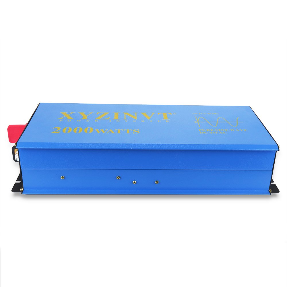 XYZ INVT 2000 watt 2kw Pure Sine Wave Power Inverter dc 12v to ac 120v with LED Display and Wireless Remote Controller for RV Car Off-Grid Solar System (2000w 12v RC)