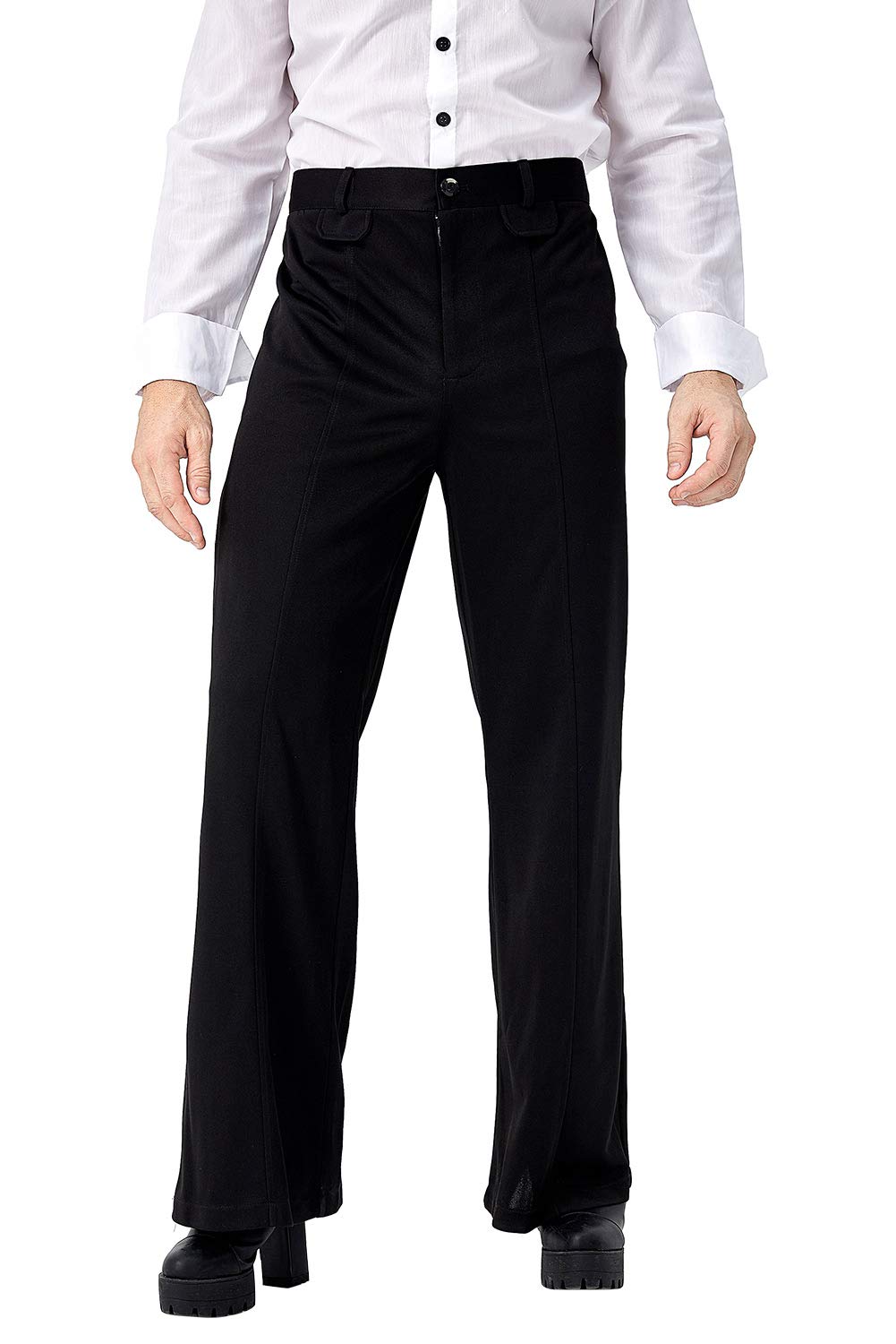Ya-cos Men's Disco Pant Retro 70's Disco Pants Trousers Bell Bottoms (X-Large (Waist:38"), Black)
