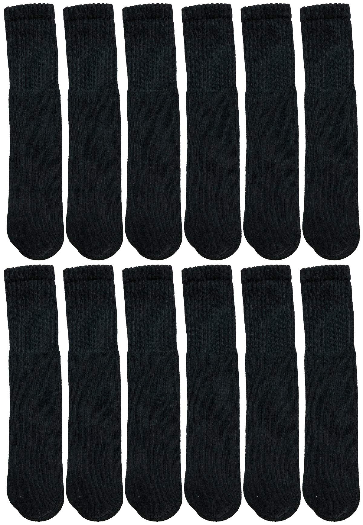 Yacht & Smith Mens & Womens Wholesale Bulk Cotton Tube Socks, Referee Style, by SOCKS'NBULK (12 Pairs Black, Mens 10-13 (Shoe Size 7-12))
