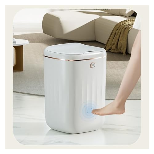 ZICANA Trash Can Garbage Bin Kitchen Bathroom Bucket Wastebasket Recycle Waste Bins Basket for Toilet Kitchen Trash cans (Size : Rechargeable Version, Color : 20L White)