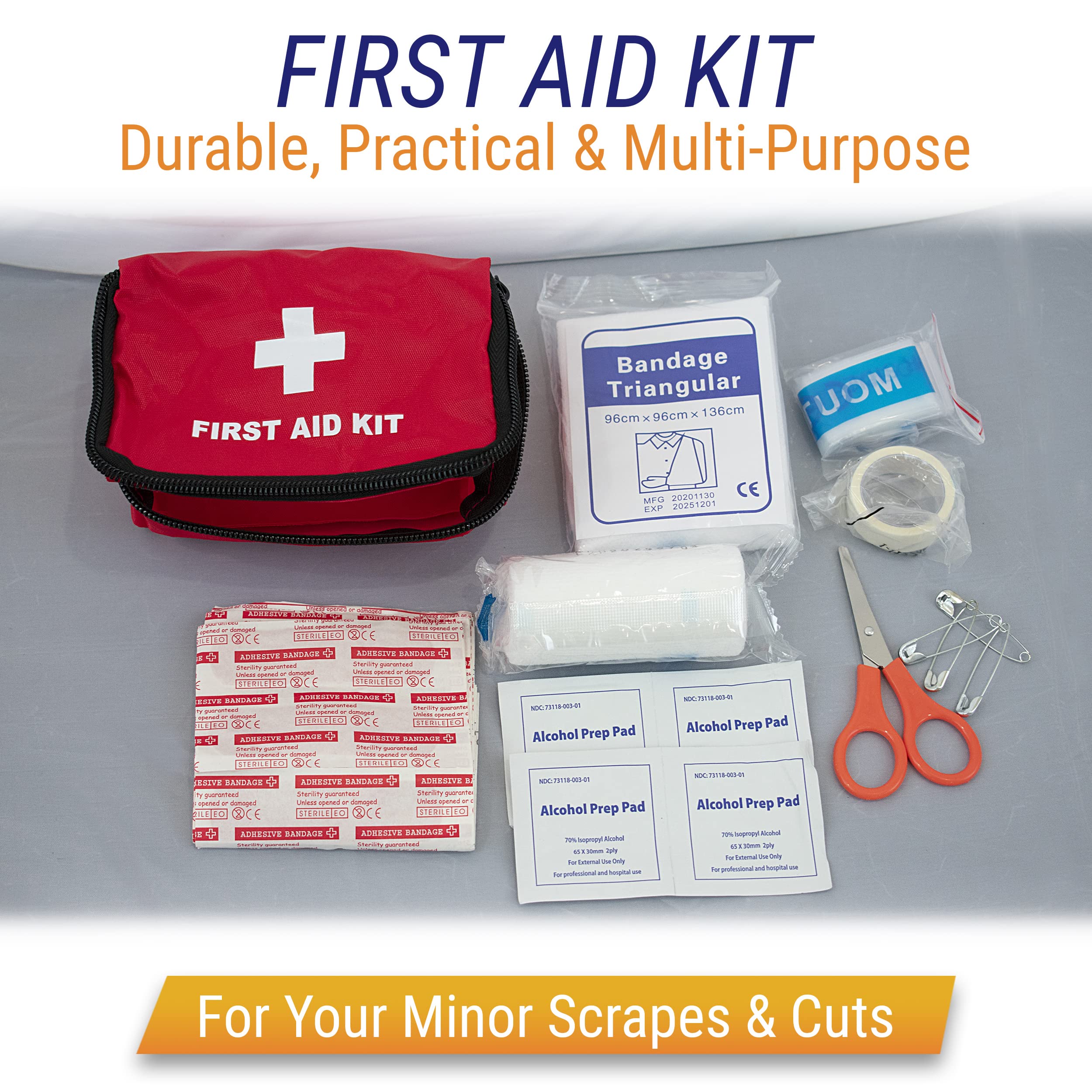 USCG Boating Safety Kit - Electronic Flare - First Aid Kit - Whistle - Multi tool - Waterproof Case (Plastic)