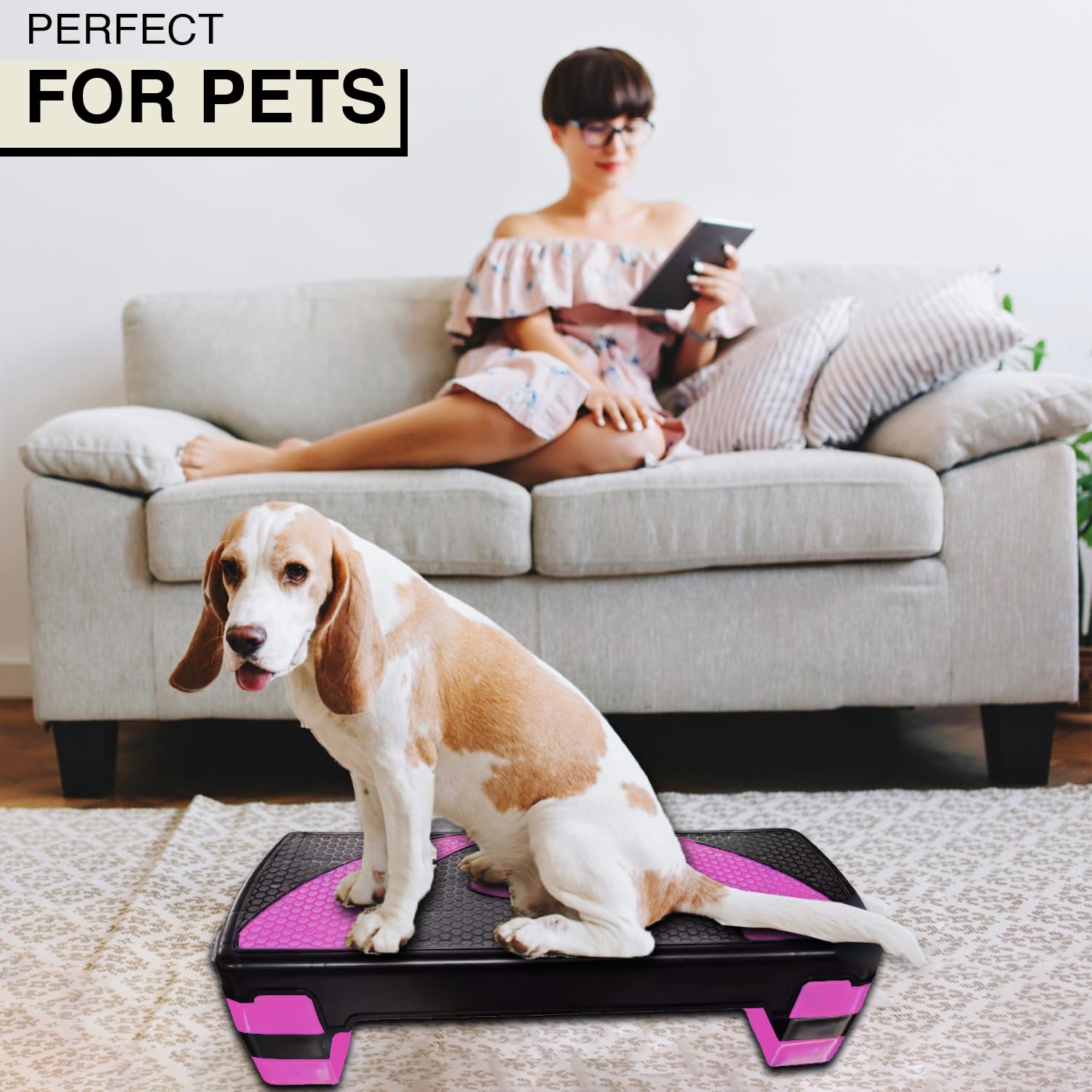 XN8 Aerobic Stepper for Exercise 3 Levels Adjustable Height 4" 6" & 8" Inch Exercise Step Platform Non Slip Step Board for Workout Home Gym Cardio Strength & Training | 31" Length x 12" Width (Inches)