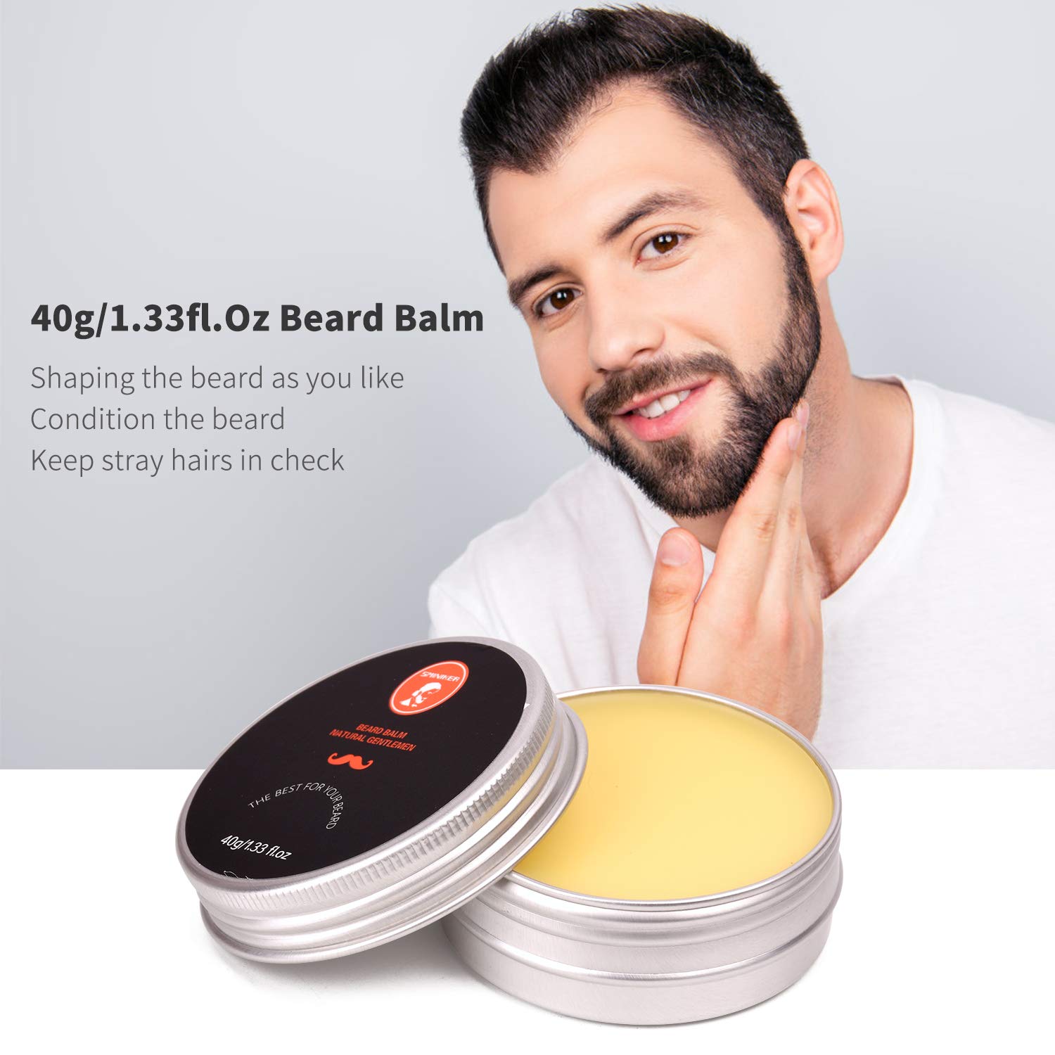 Sminiker Beard Grooming Kit for Beard Care Beard Balm Beard Shampoo Beard Oil Gifts for Men