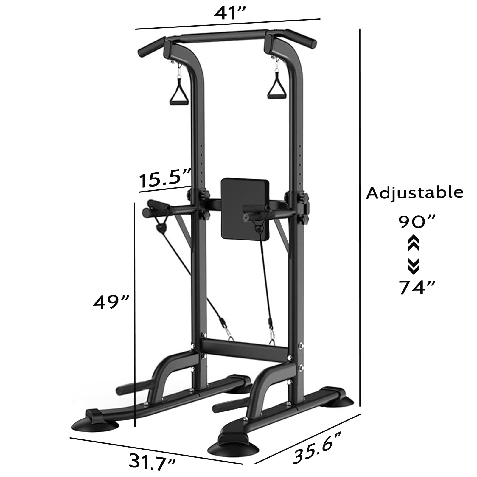 WMK Power Tower Dip Station Pull Up Bar for Home Gym Strength Training Fitness Workout Equipment Height Adjustable Multi-Function 330lbs with Backrest