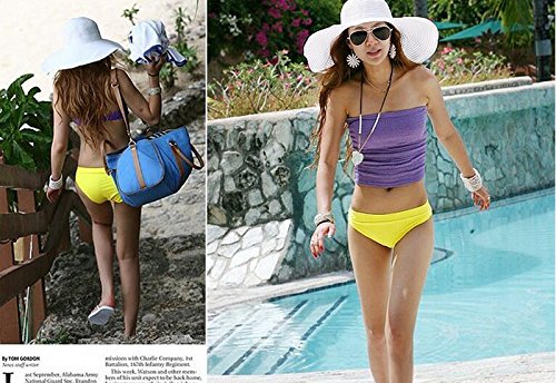 Womens Floppy Straw Hat Wide Brim Foldable Packable Braid Cap UV Protection Summer Gardening Hiking Beach Sun Hat (White)
