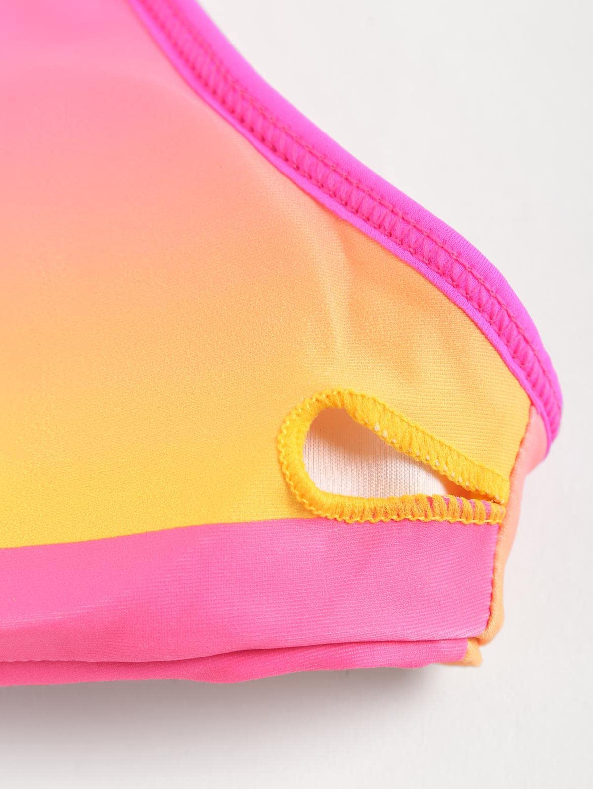 ZAFUL Women's V Wired Colorblock Bikini Set High Leg Swimwear Cheeky Swimsuit Two Piece Bathing Suits