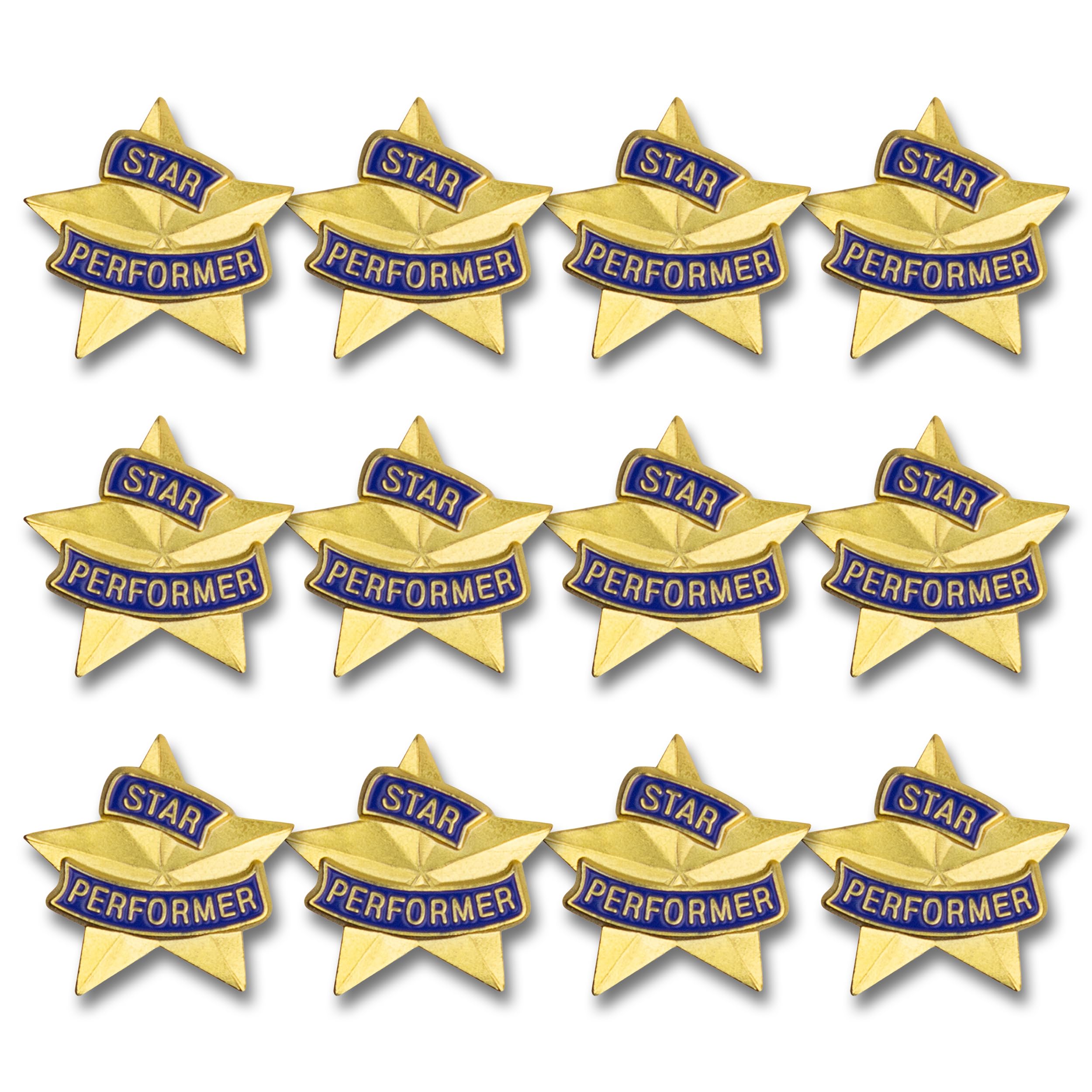 SHOP AWARDS AND GIFTS Star Performer Lapel Pins for Students, Appreciation, Reward, School, Employee Recognition, Bulk Pack of 12, Poly Bagged, 7/8 Inch