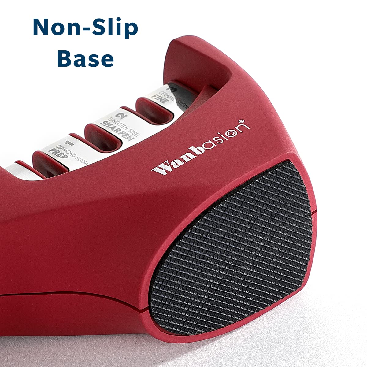 Wanbasion Black Kitchen Knife Sharpener Professional 3 Stages, Kitchen Knife Sharpener Manual Sharpening, Knife Sharpener for Kitchen Knives with Stainless Steel Ceramic Diamond Blade