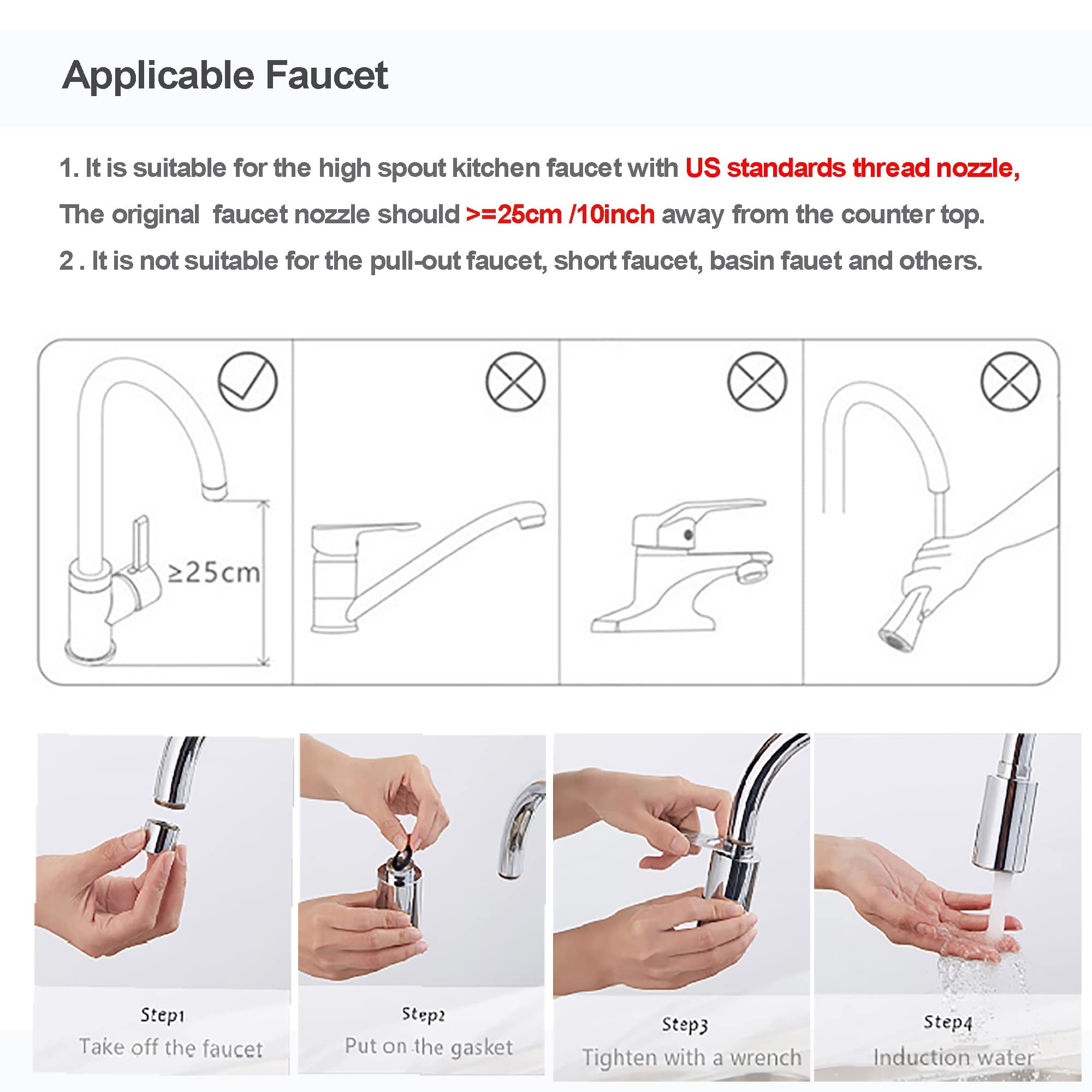 ZCJB Touchless Faucet Adapter for Kitchen Bathroom American Standards Thread First-Class Water Efficiency IPX6 Waterproof